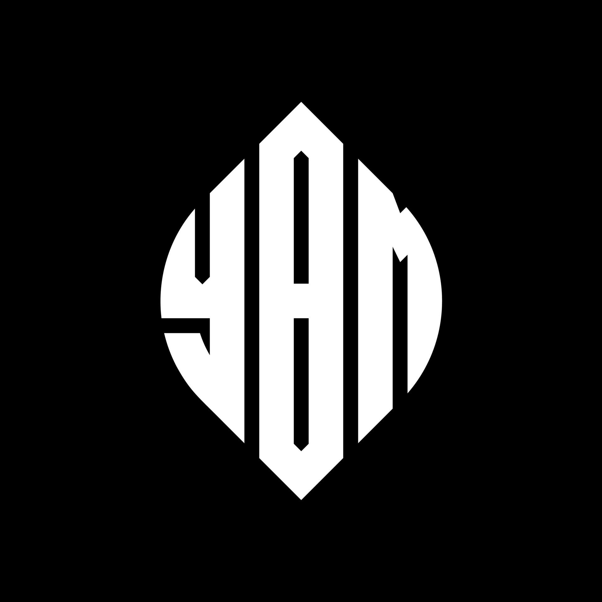 diseño de logotipo de letra circular ybm con forma de círculo y elipse. letras de elipse ybm con ...