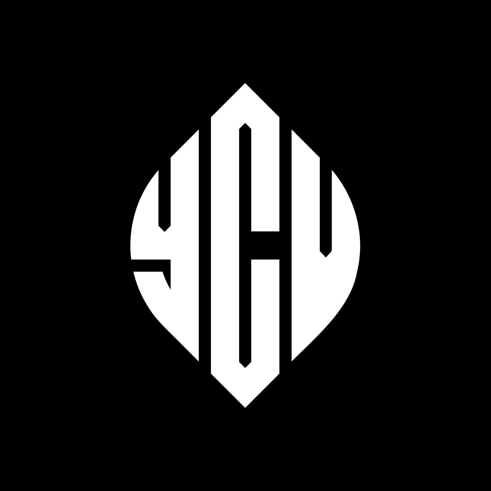 diseño de logotipo de letra de círculo ycv con forma de círculo y elipse. ycv letras elipses con ...