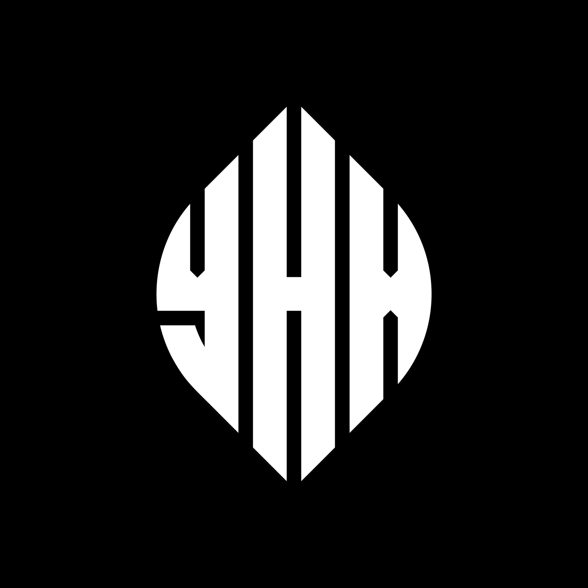 YHX circle letter logo design with circle and ellipse shape. YHX ellipse letters with ...