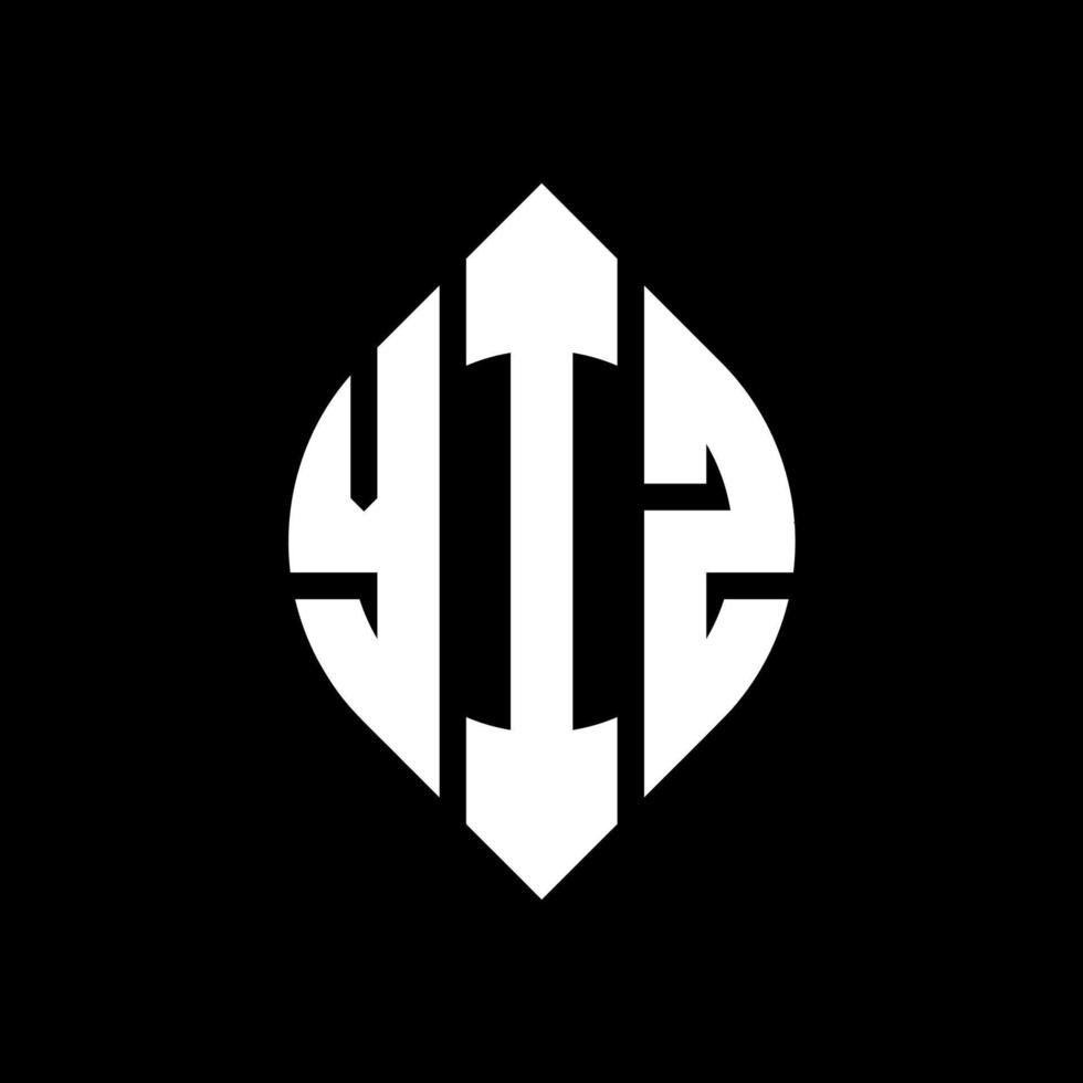 YIZ circle letter logo design with circle and ellipse shape. YIZ ellipse letters with ...