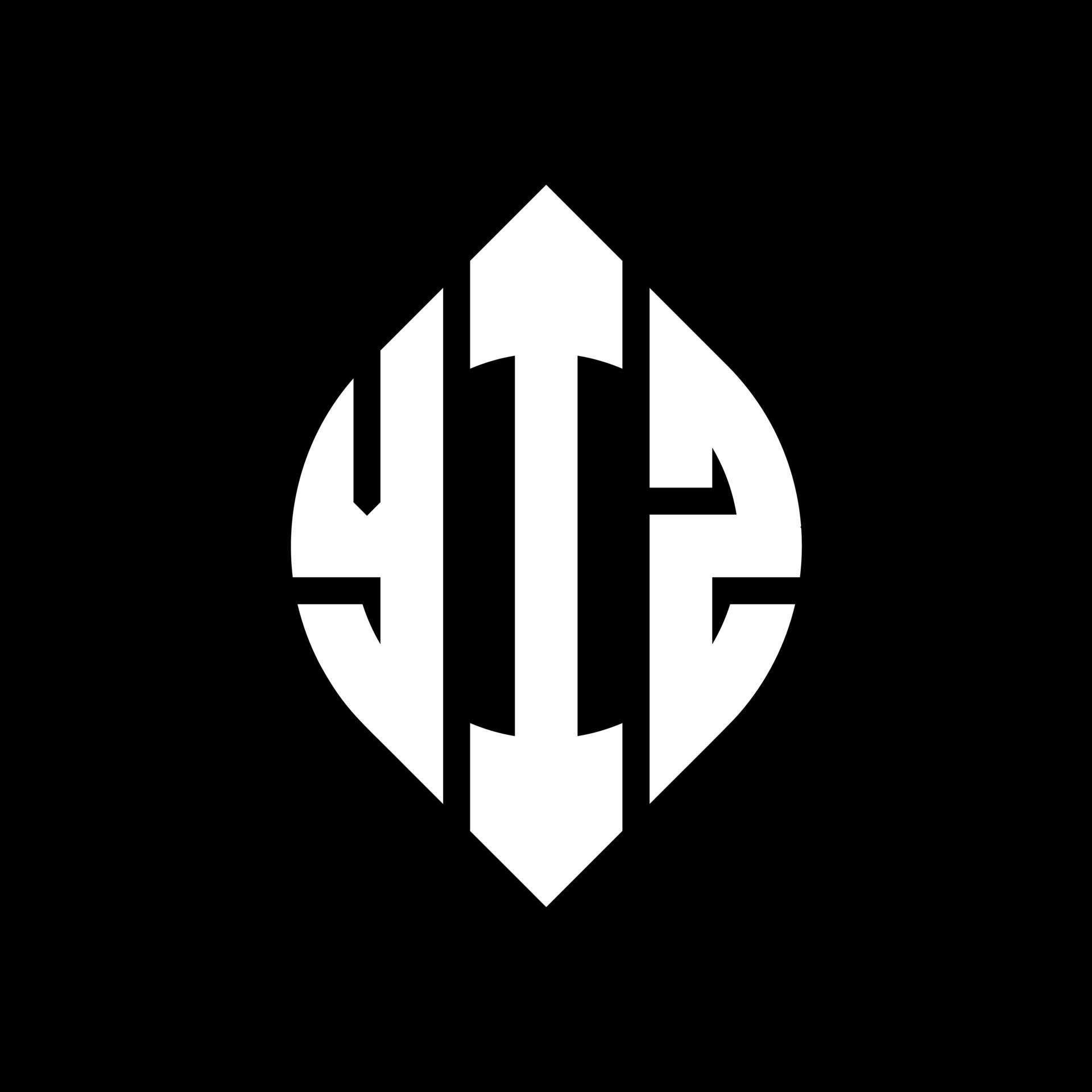 diseño de logotipo de letra de círculo yiz con forma de círculo y elipse. yiz elipse letras con ...