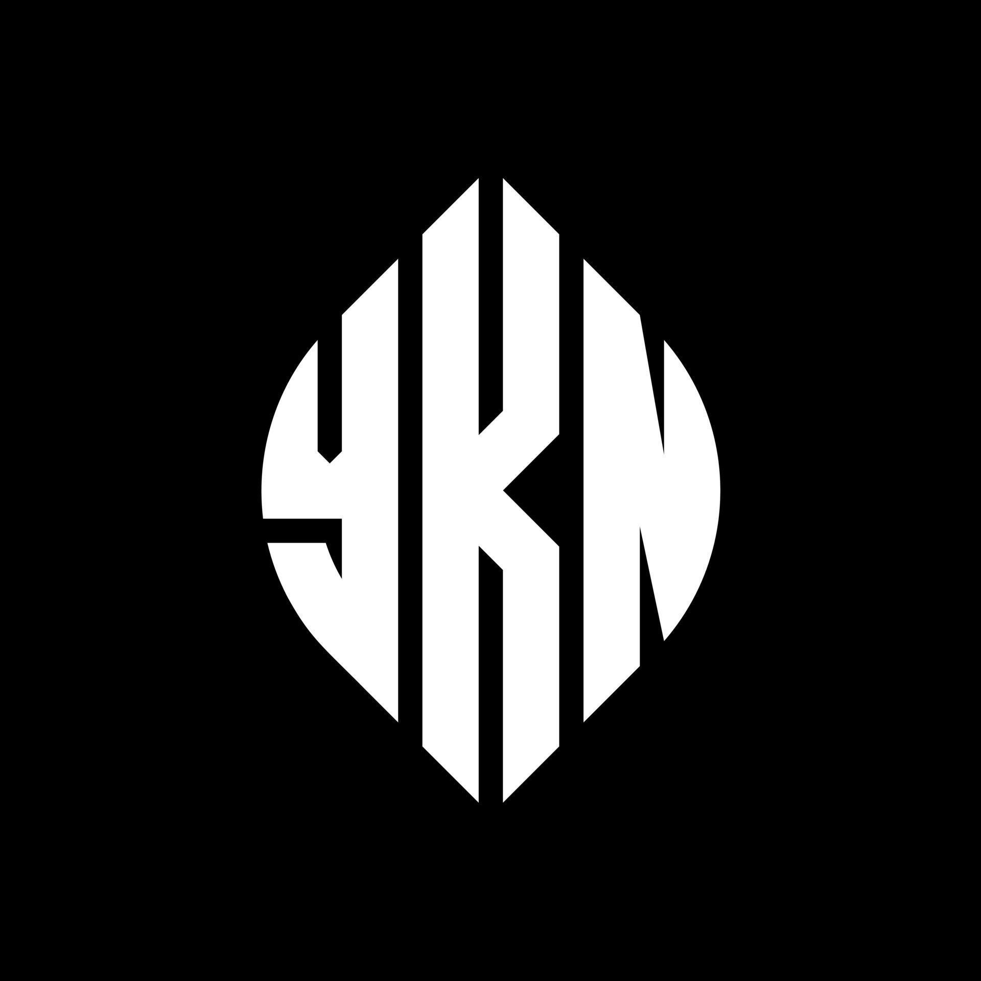 YKN circle letter logo design with circle and ellipse shape. YKN ellipse letters with ...