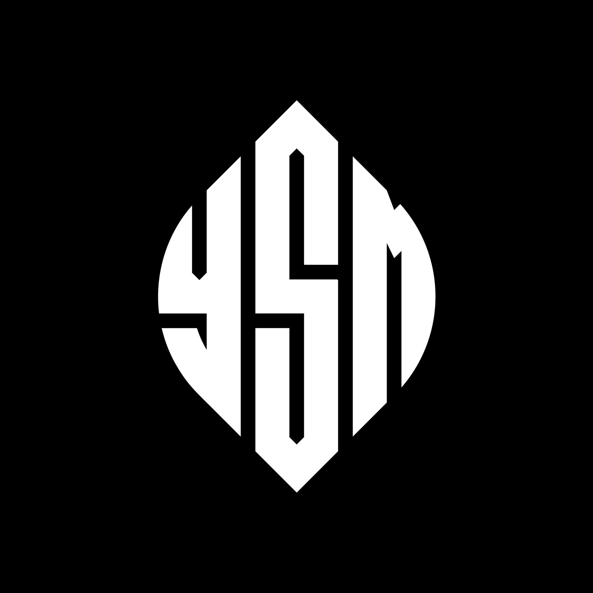 diseño de logotipo de letra de círculo ysm con forma de círculo y elipse. letras de elipse ysm ...