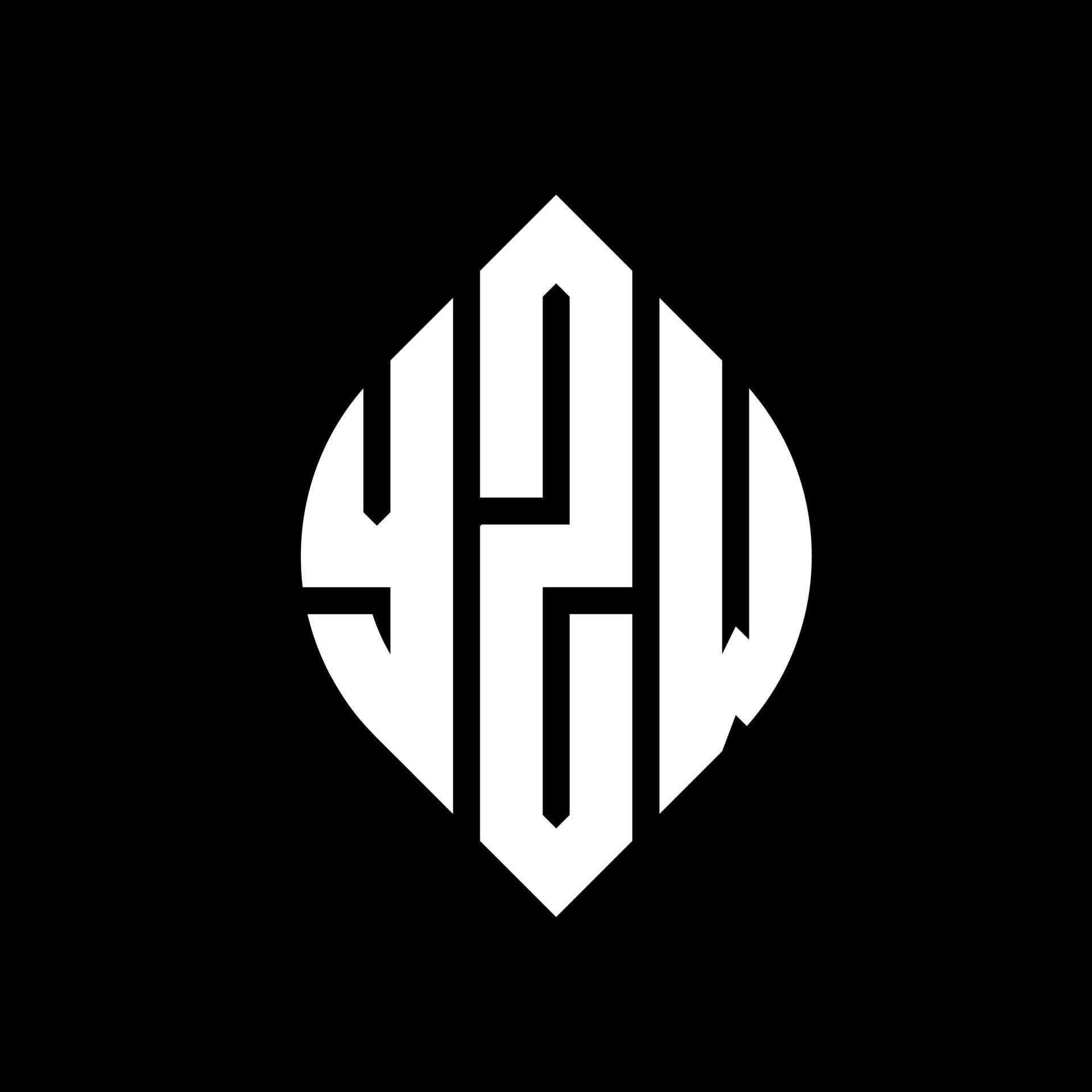 YZW circle letter logo design with circle and ellipse shape. YZW ellipse letters with ...