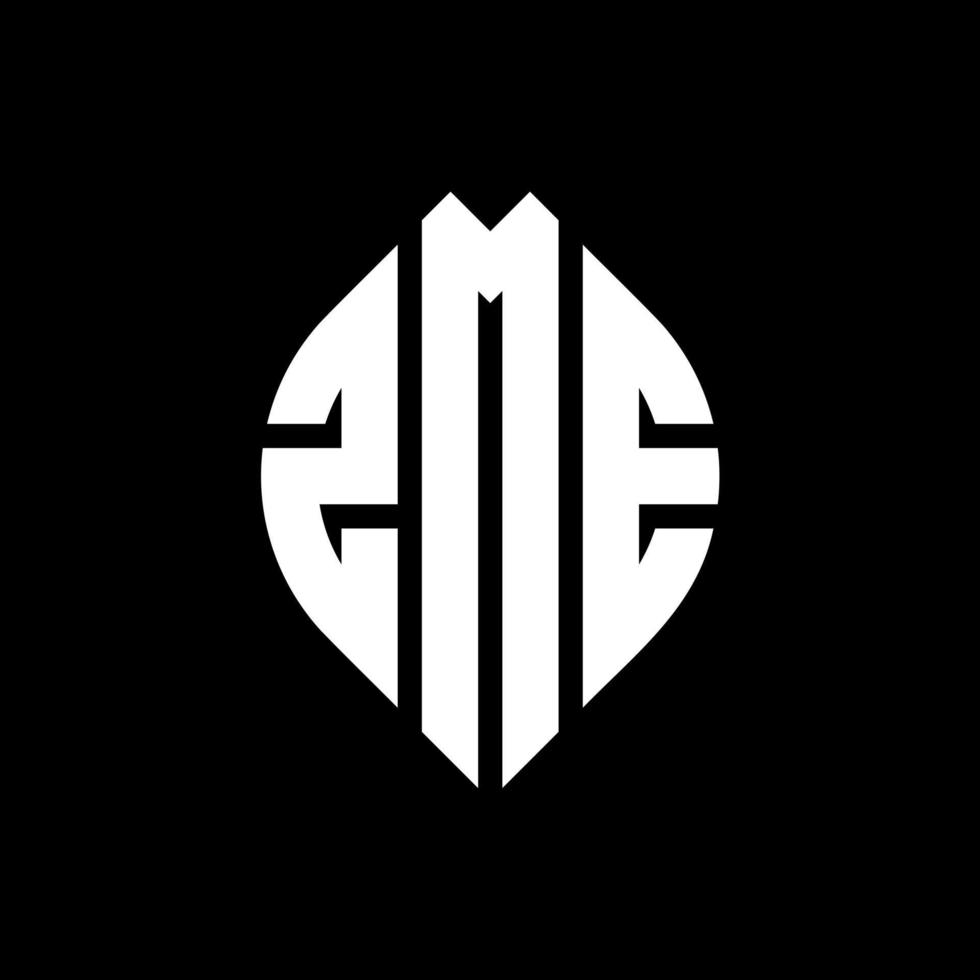 diseño de logotipo de letra de círculo zme con forma de círculo y elipse. zme letras elipses con ...