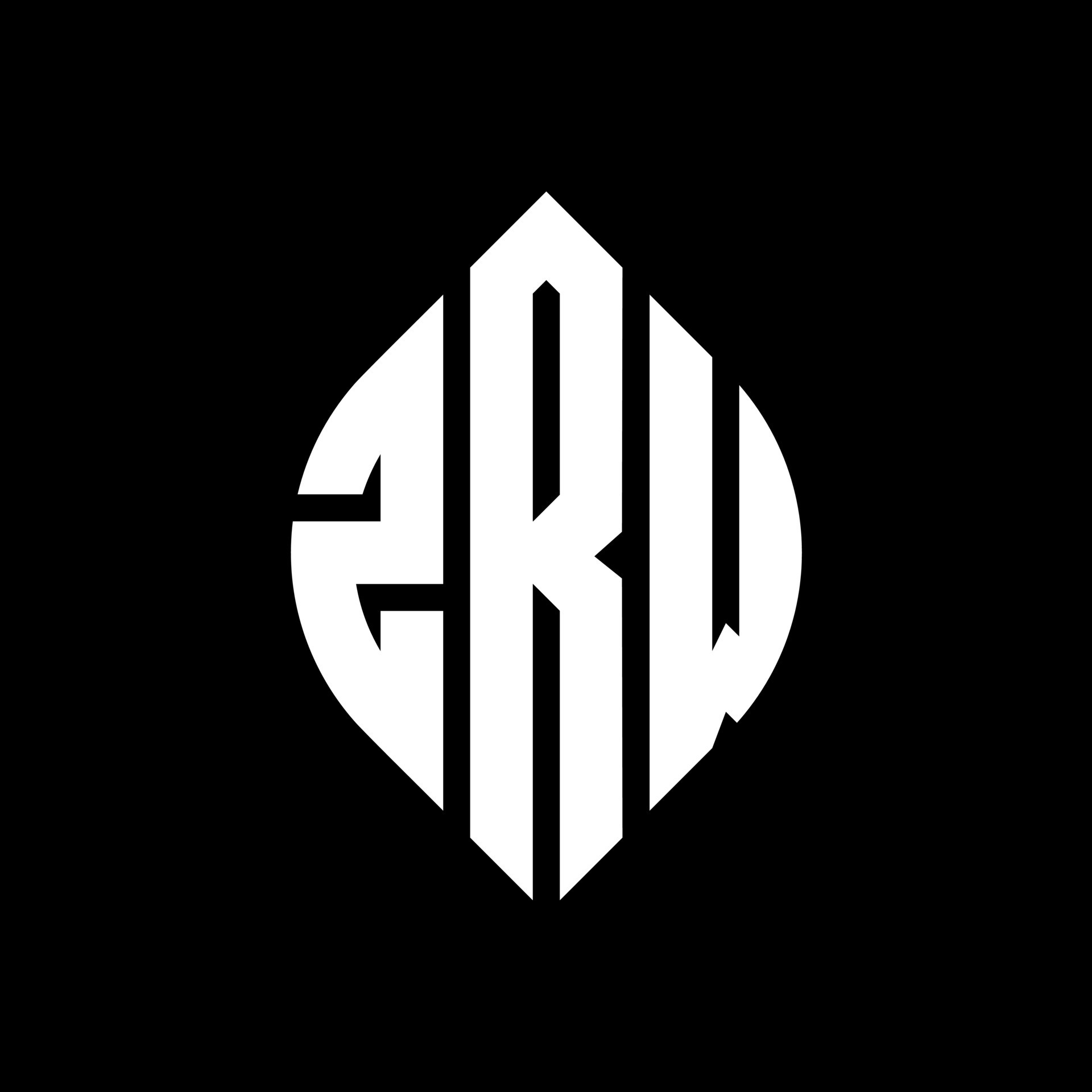 ZRW circle letter logo design with circle and ellipse shape. ZRW ellipse letters with ...