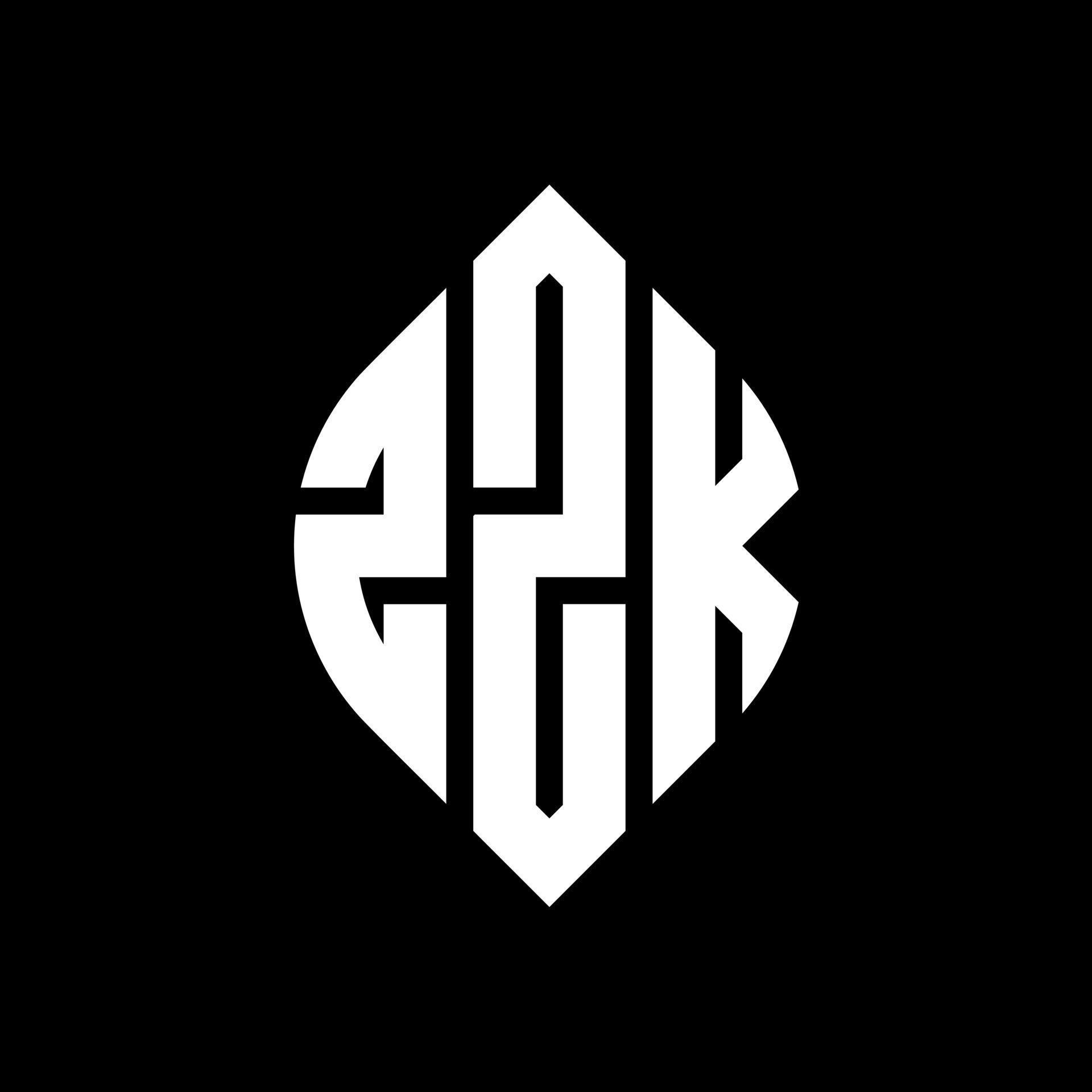 ZZK circle letter logo design with circle and ellipse shape. ZZK ellipse letters with ...