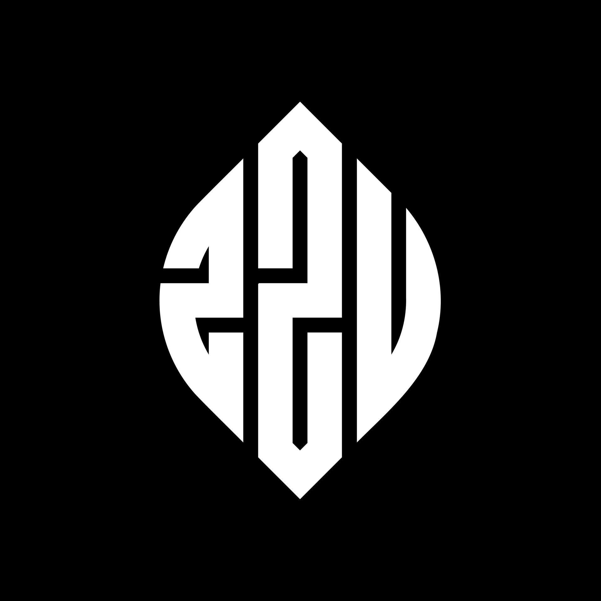 ZZU circle letter logo design with circle and ellipse shape. ZZU ellipse letters with ...