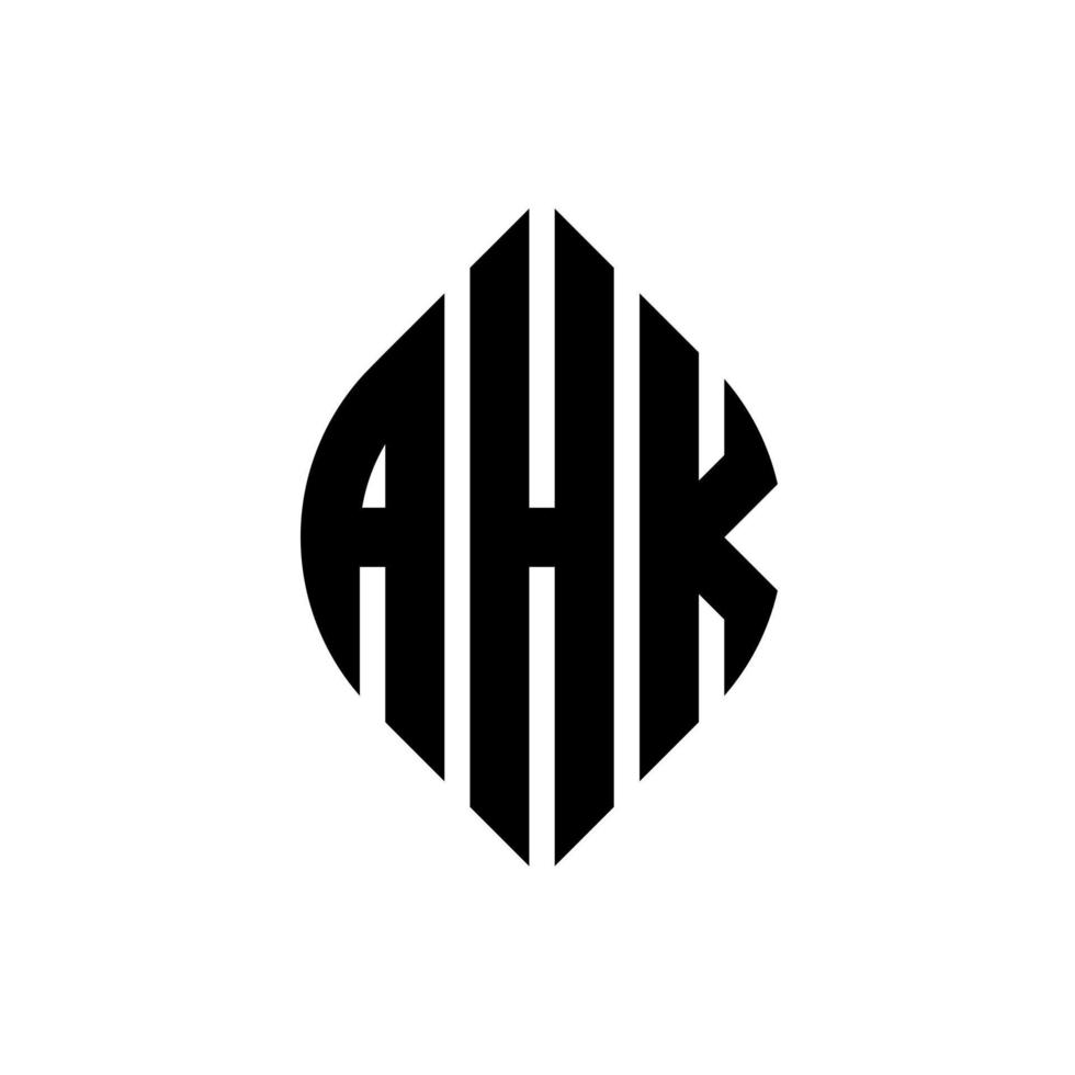 diseño de logotipo de letra de círculo ahk con forma de círculo y elipse. ahk letras elipses con ...