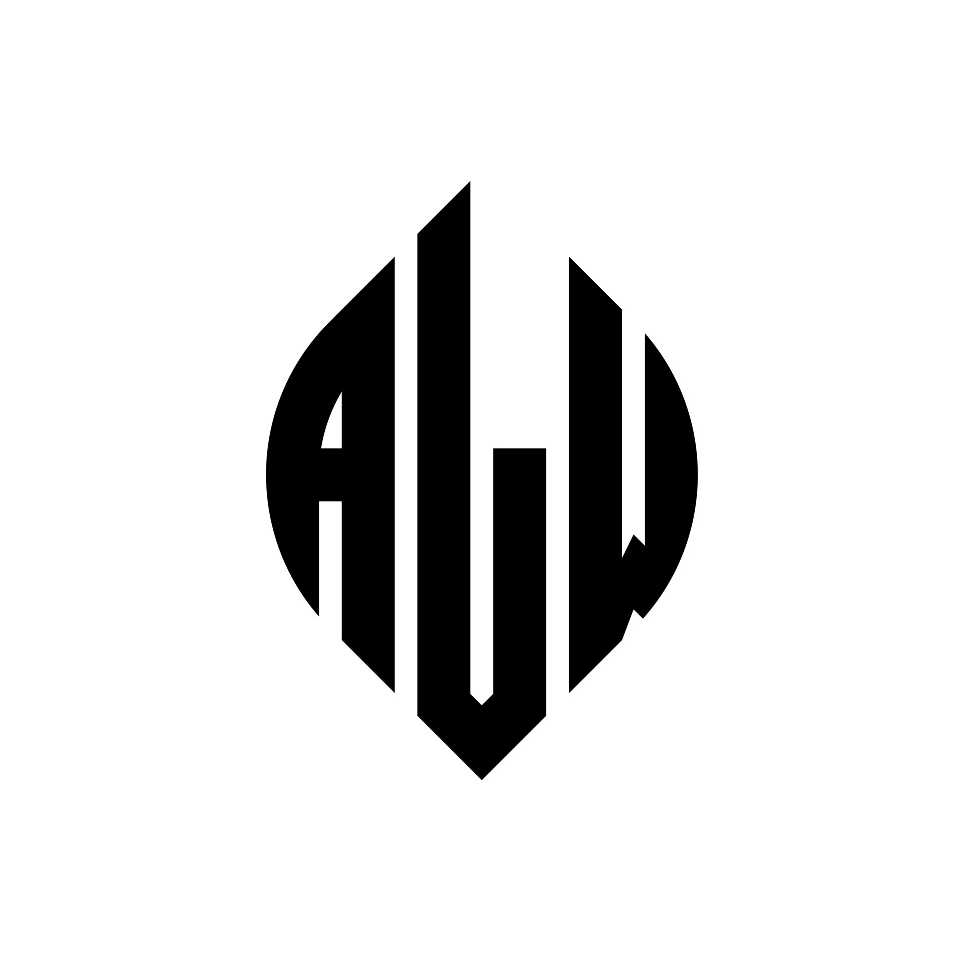 diseño de logotipo de letra de círculo alw con forma de círculo y elipse. todas las letras ...