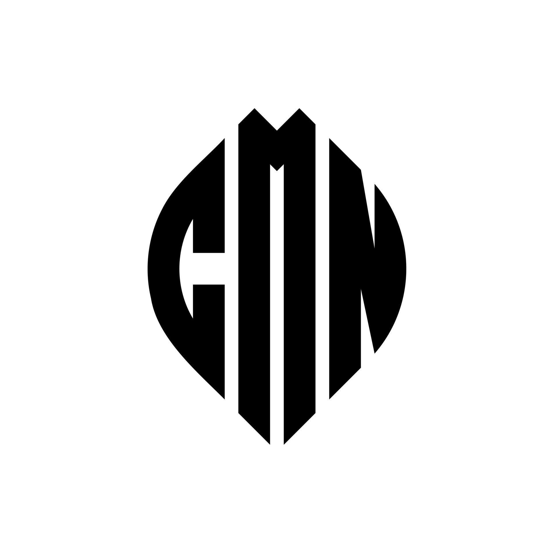 Cmn Circle Letter Logo Design With Circle And Ellipse Shape Cmn Ellipse Letters With