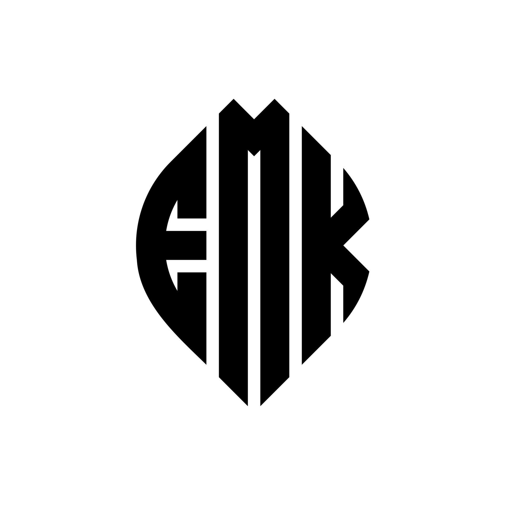diseño de logotipo de letra de círculo emk con forma de círculo y elipse. emk letras elipses con ...