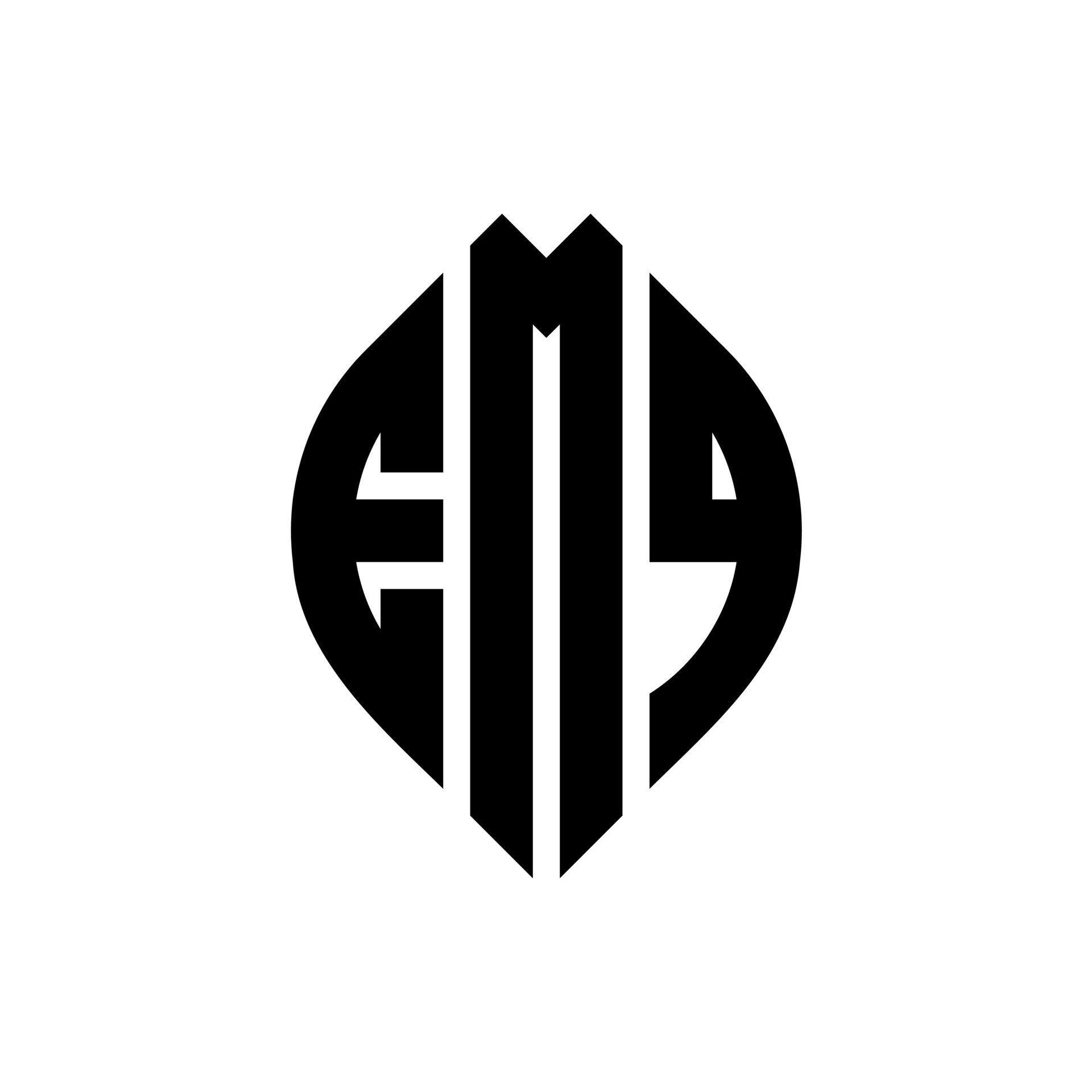 EMQ circle letter logo design with circle and ellipse shape. EMQ ellipse letters with ...
