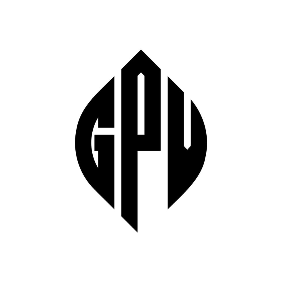 diseño de logotipo de letra de círculo gpv con forma de círculo y elipse. gpv letras elipses con ...