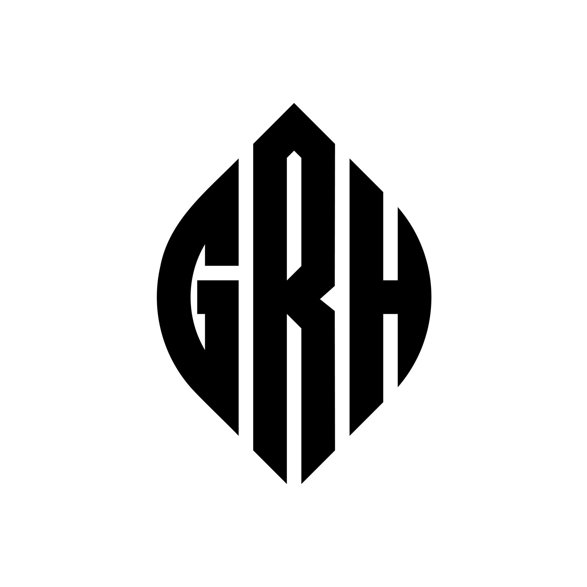 diseño de logotipo de letra de círculo grh con forma de círculo y elipse. grh letras elipses con ...