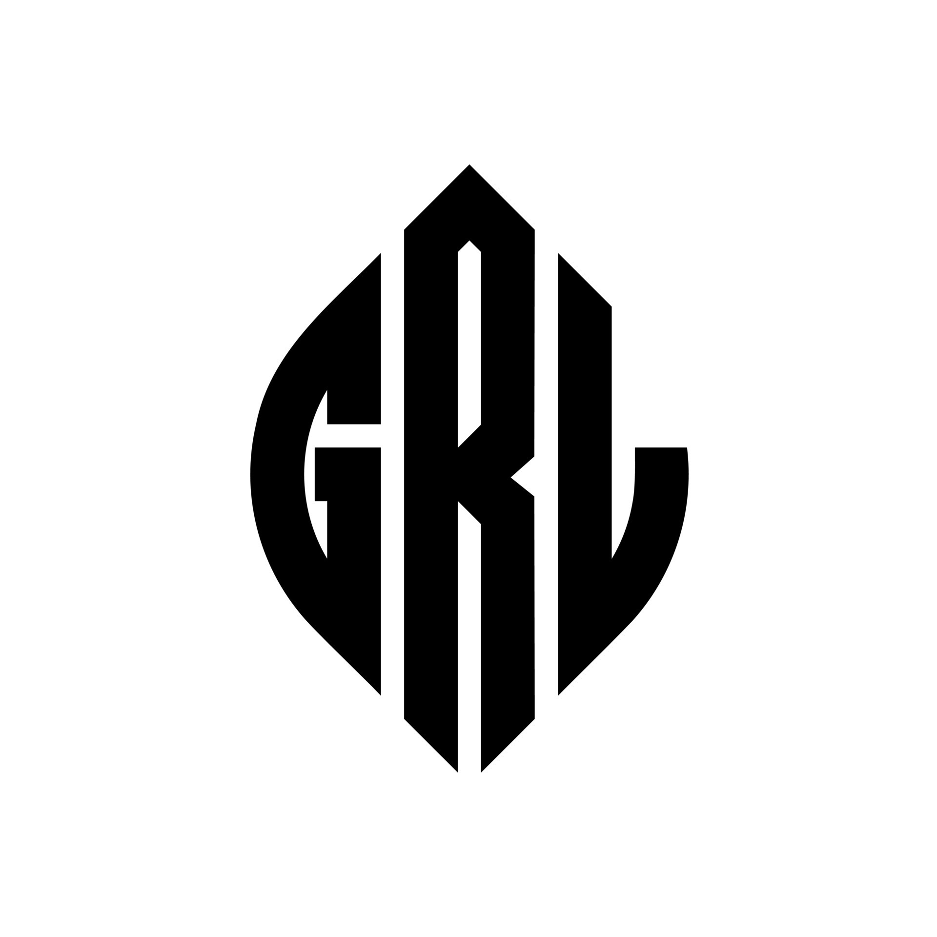 diseño de logotipo de letra de círculo grl con forma de círculo y elipse. grl letras elipses con ...