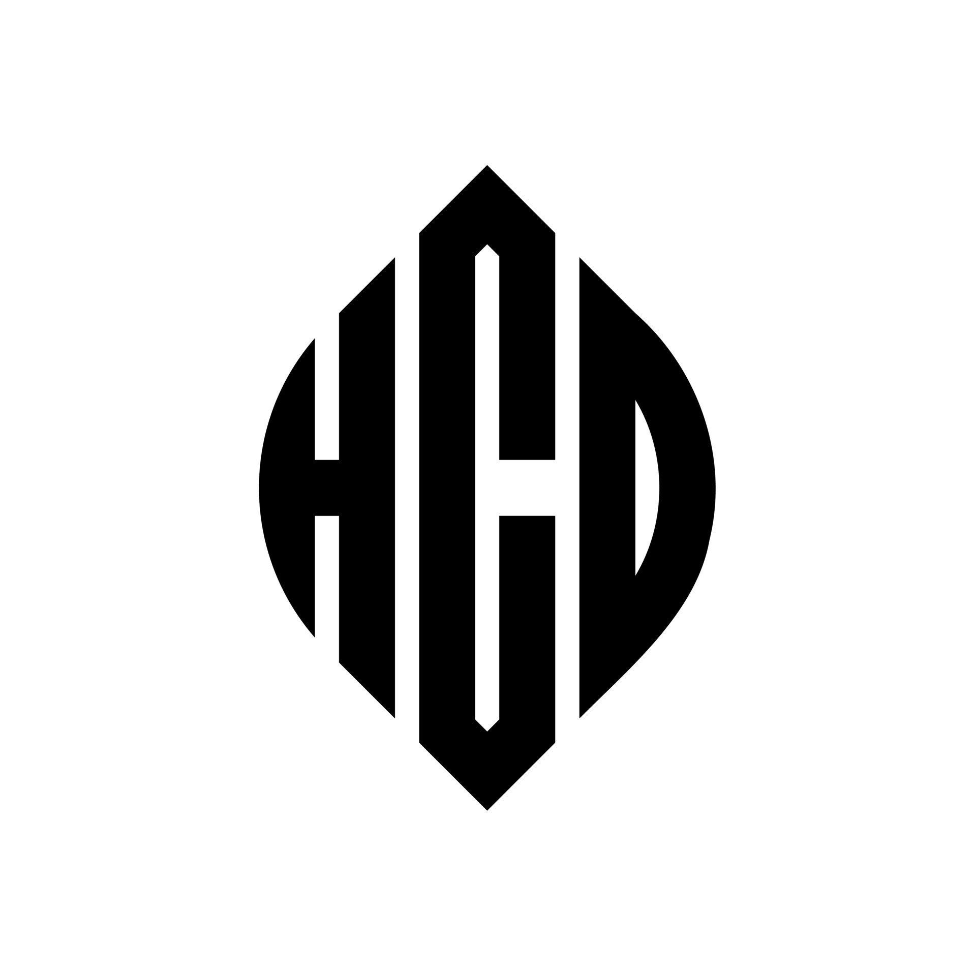 diseño de logotipo de letra de círculo hcd con forma de círculo y elipse. letras de elipse hcd ...