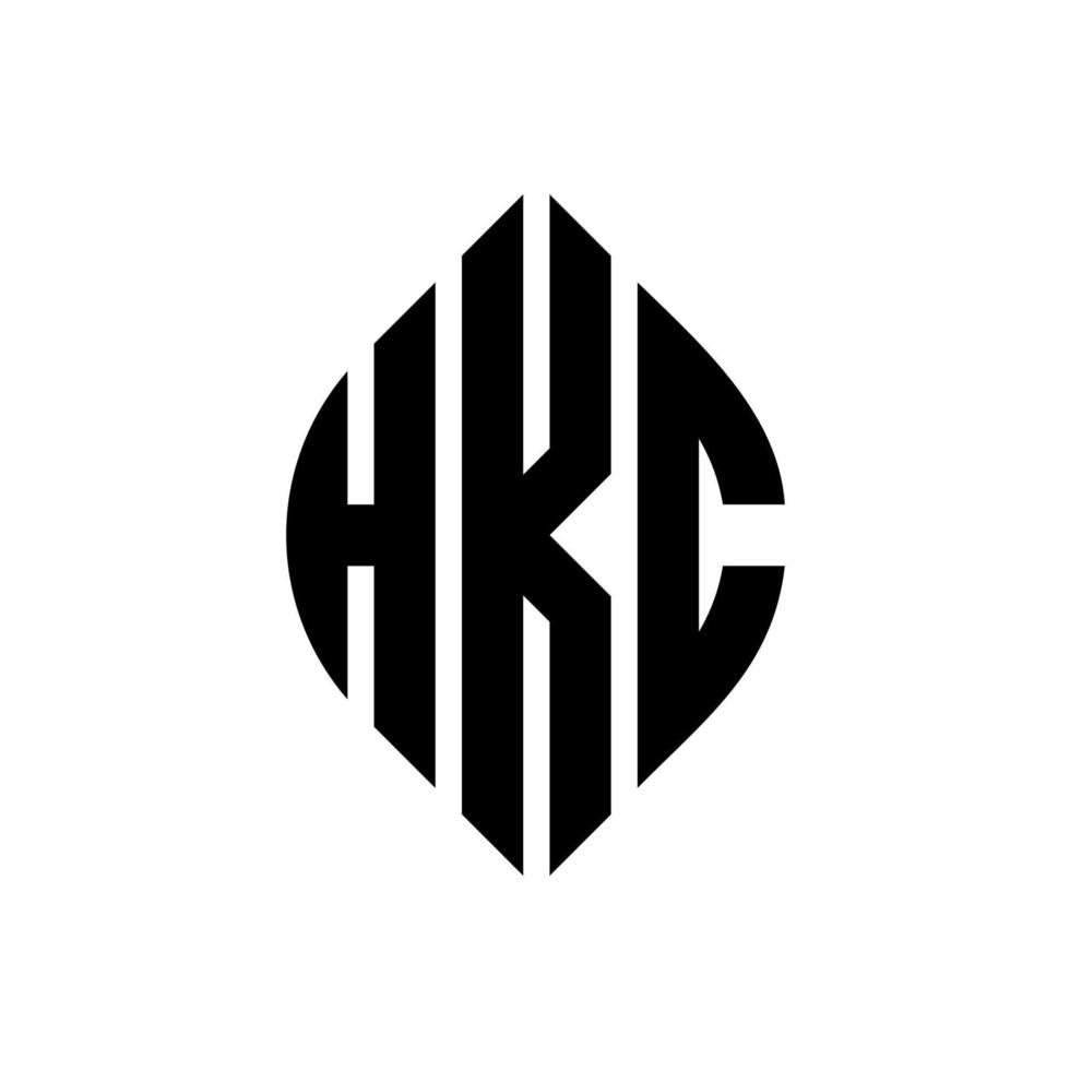 HKC circle letter logo design with circle and ellipse shape. HKC ellipse letters with ...
