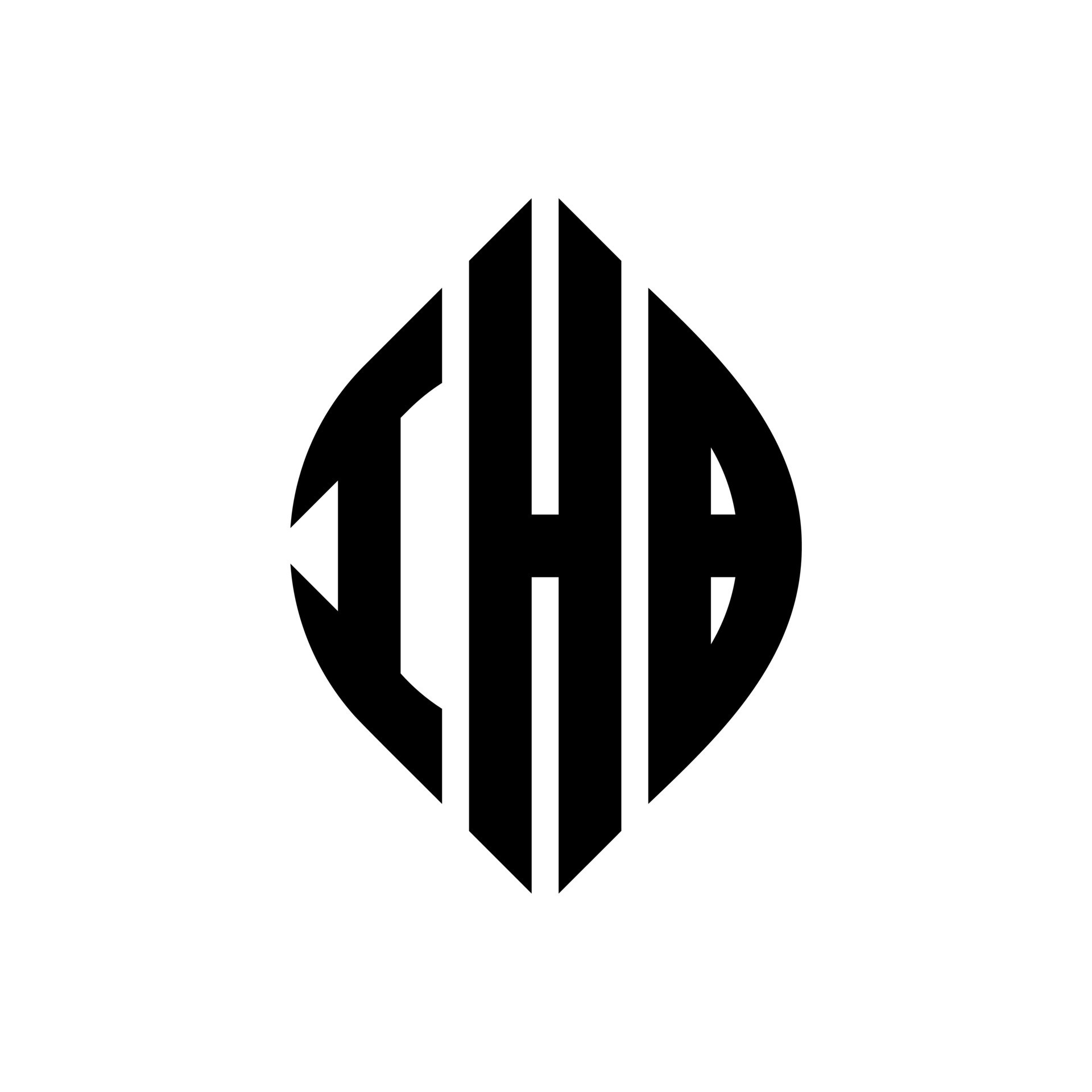Diseño de logotipo de letra de círculo ihb con forma de círculo y elipse. Letras de elipse ihb ...