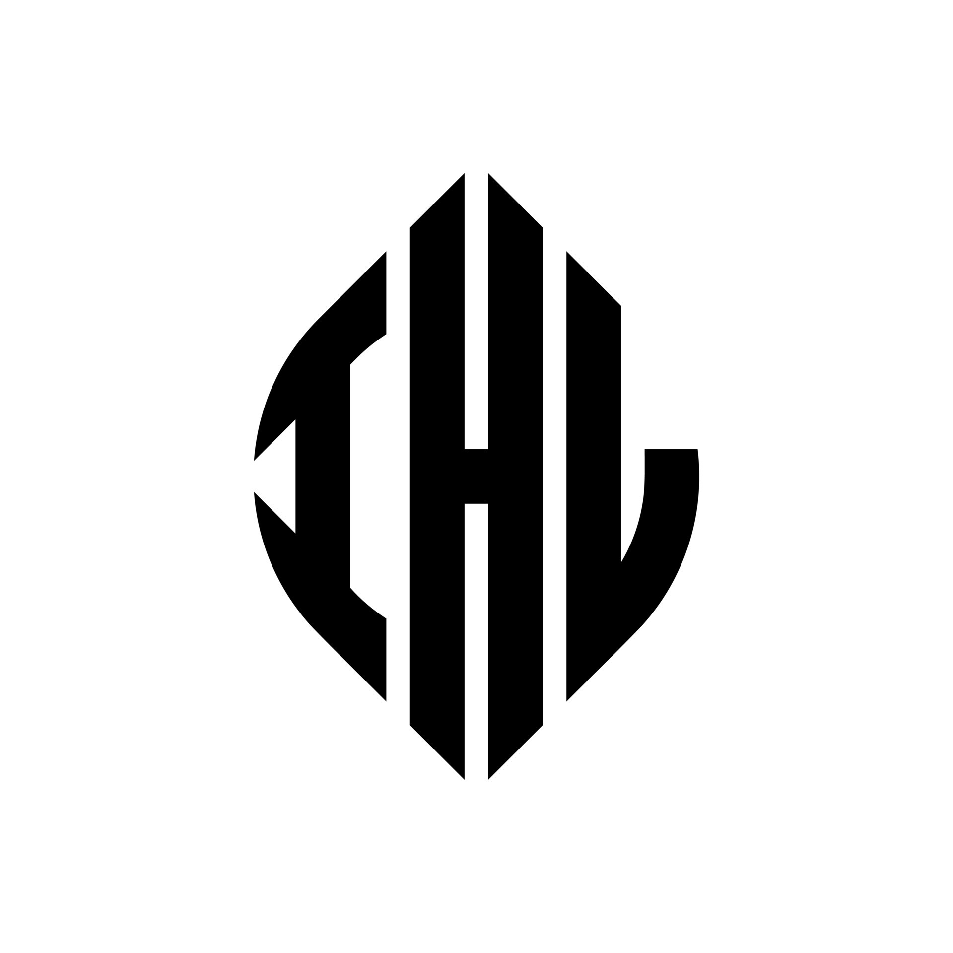 diseño de logotipo de letra de círculo ihl con forma de círculo y elipse. Letras de elipse ihl ...