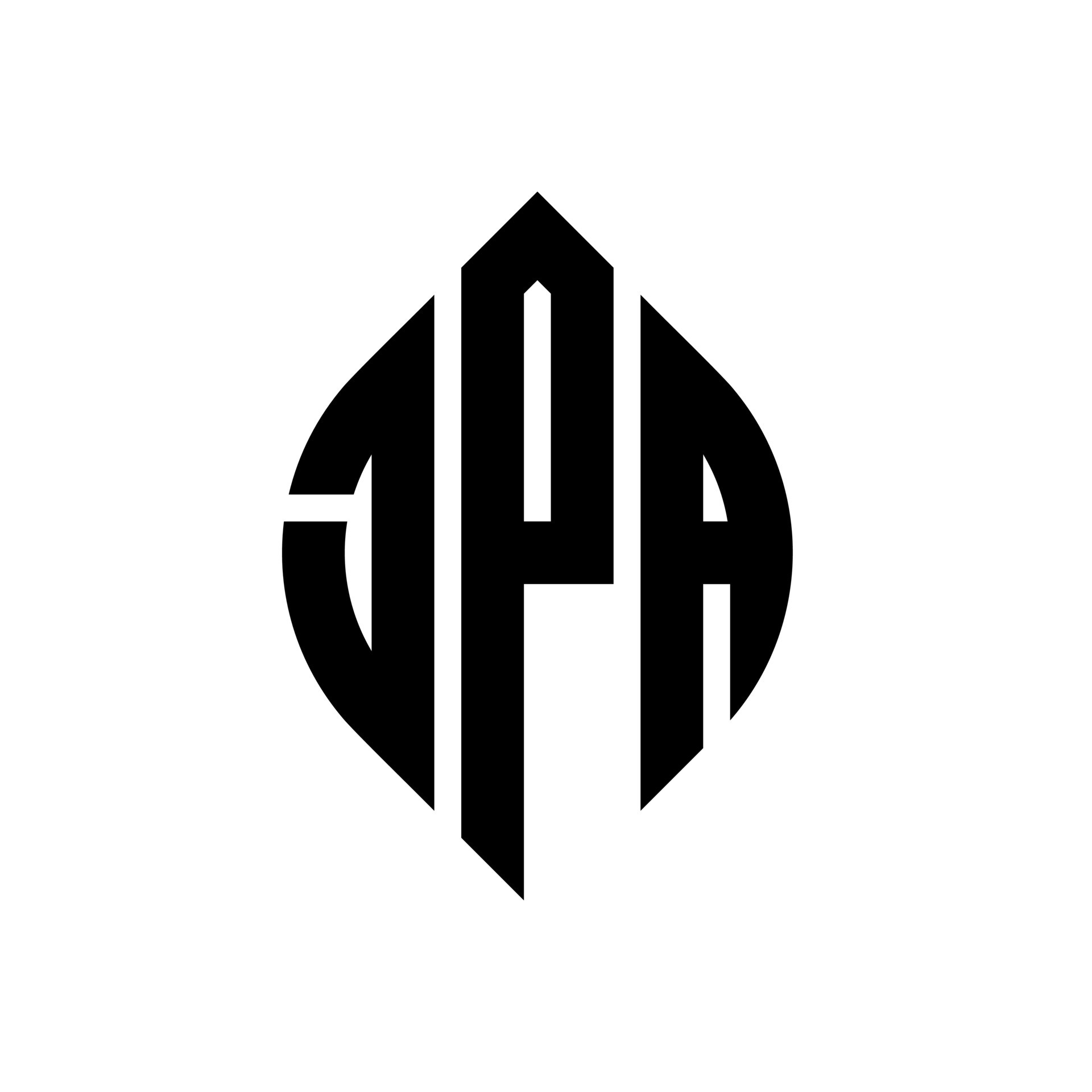 diseño de logotipo de letra de círculo jpa con forma de círculo y elipse. jpa letras elipses con ...