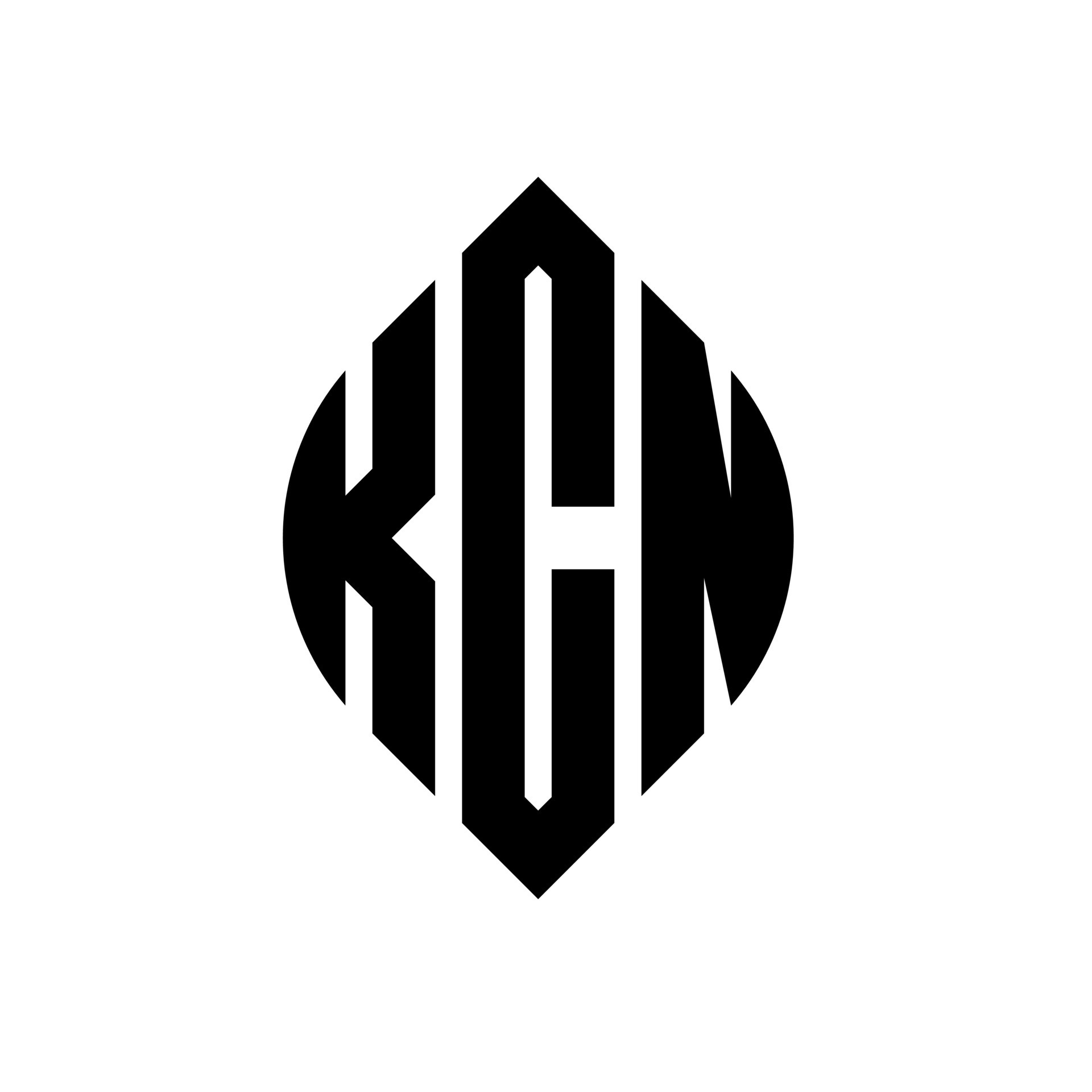 KCN circle letter logo design with circle and ellipse shape. KCN ellipse letters with ...