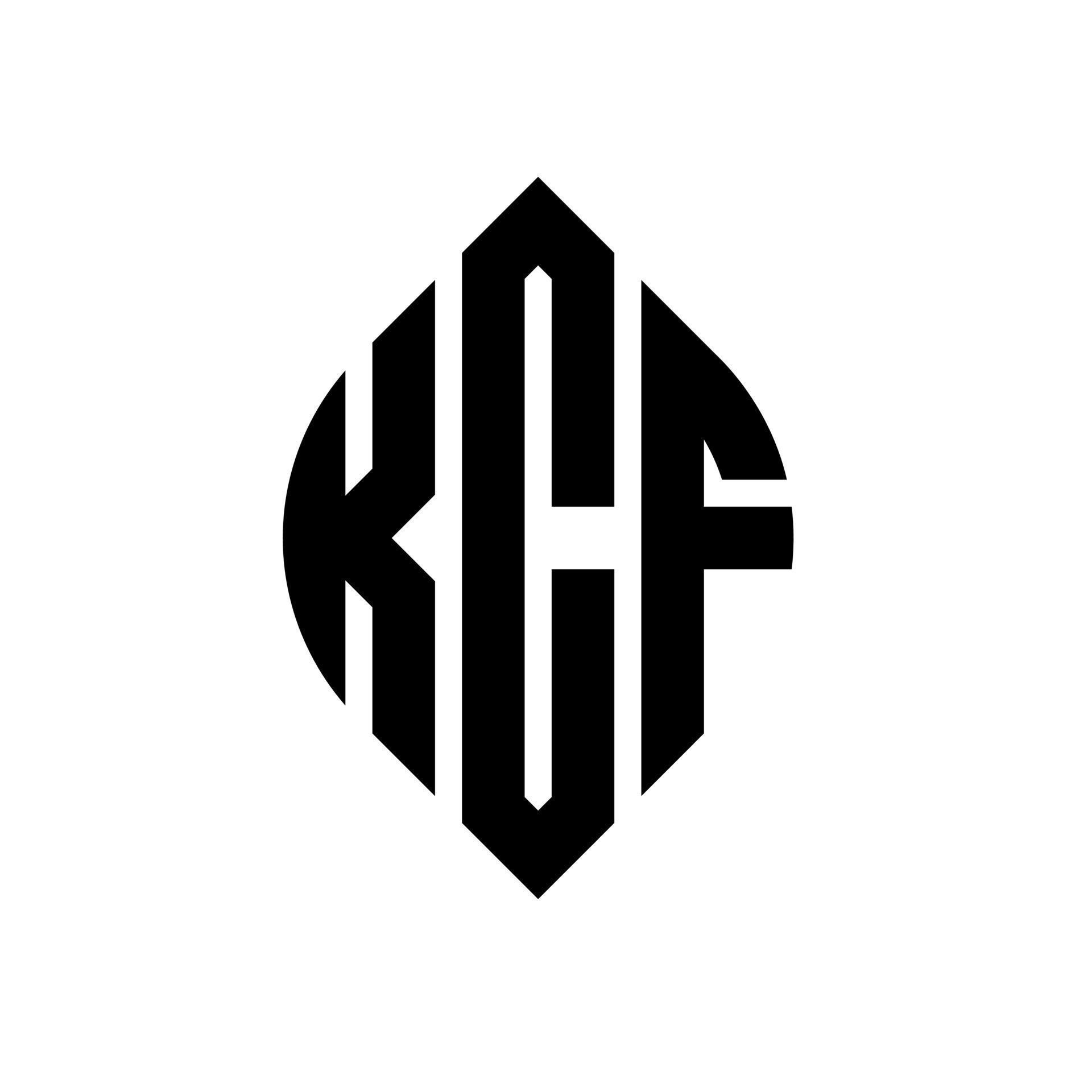diseño de logotipo de letra de círculo kcf con forma de círculo y elipse. kcf elipse letras con ...