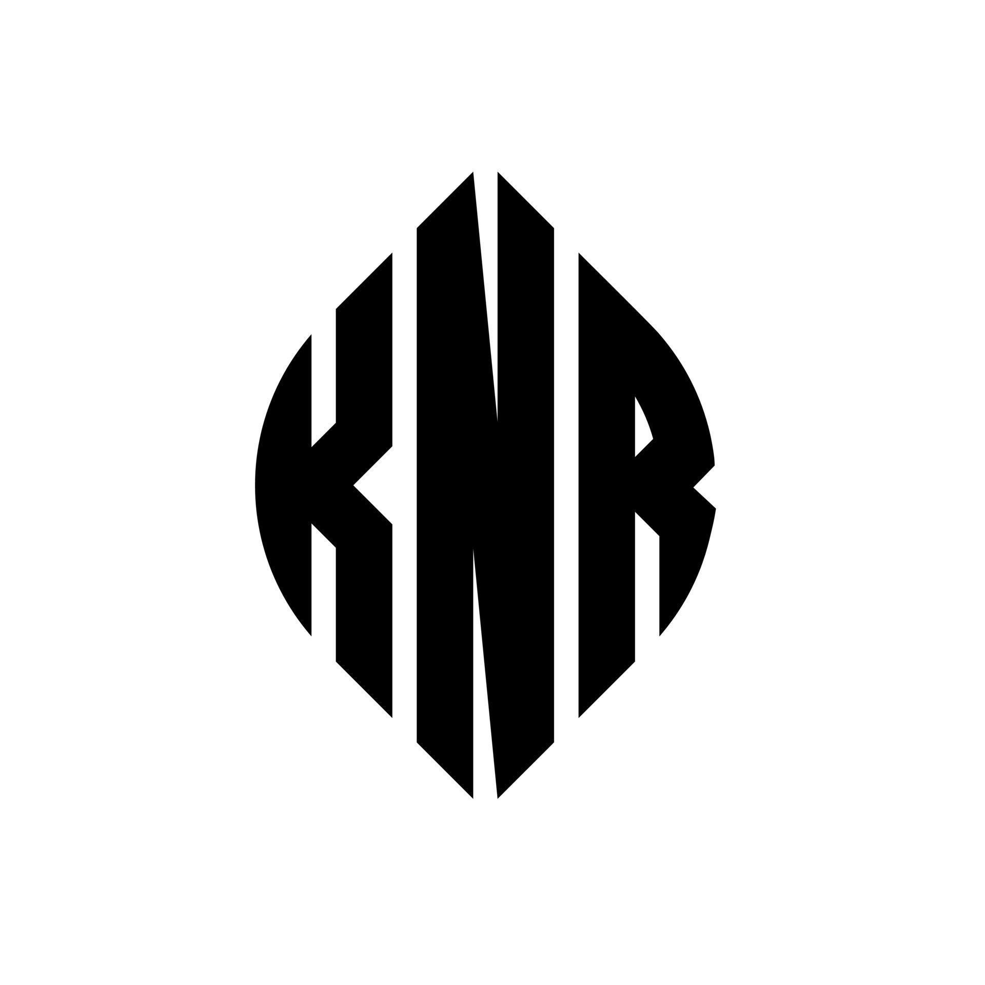 KNR circle letter logo design with circle and ellipse shape. KNR ellipse letters with ...