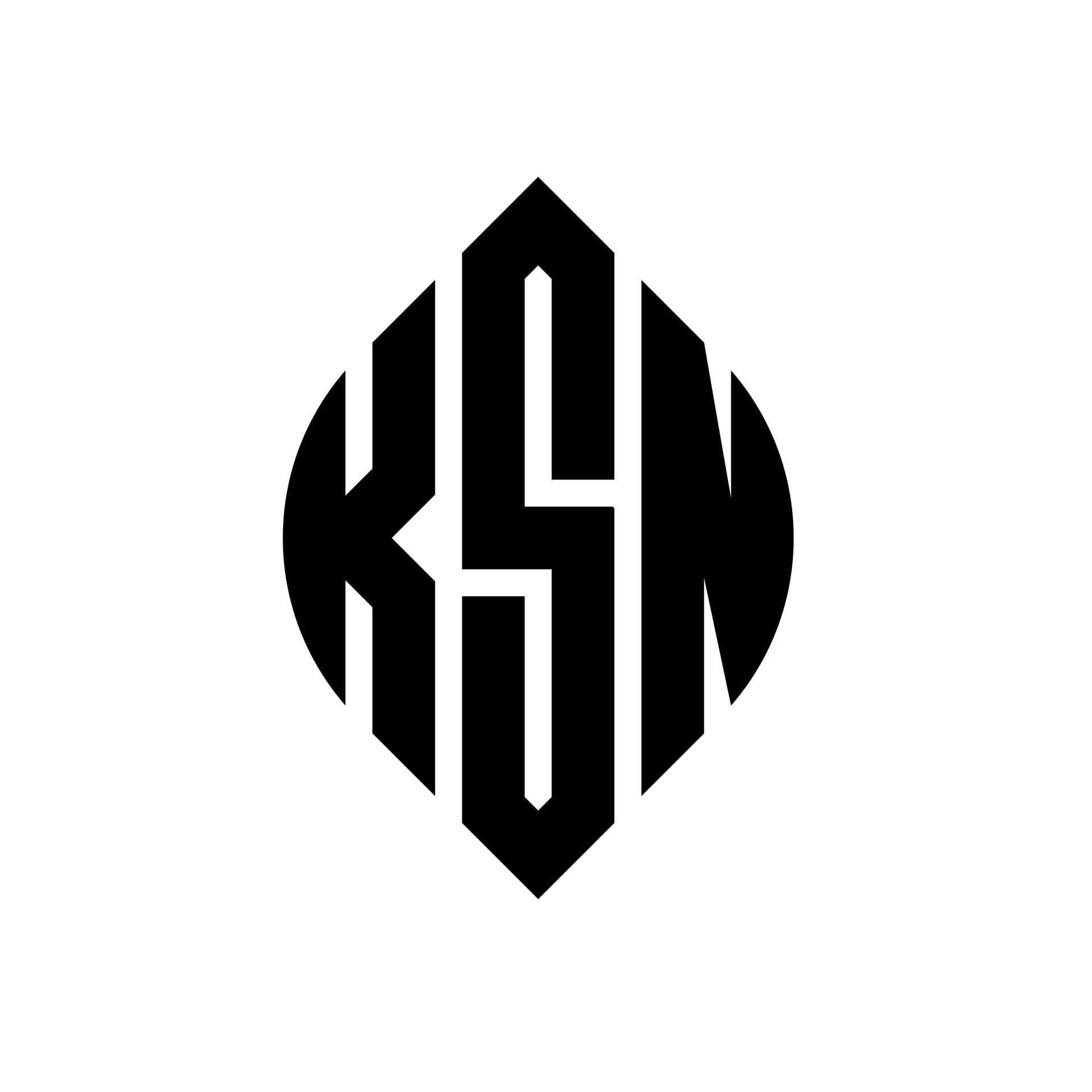 diseño de logotipo de letra de círculo ksn con forma de círculo y elipse. ksn letras elipses con ...