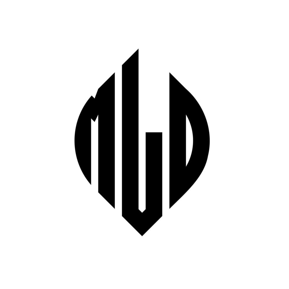 diseño de logotipo de letra de círculo mld con forma de círculo y elipse. Letras de elipse mld ...