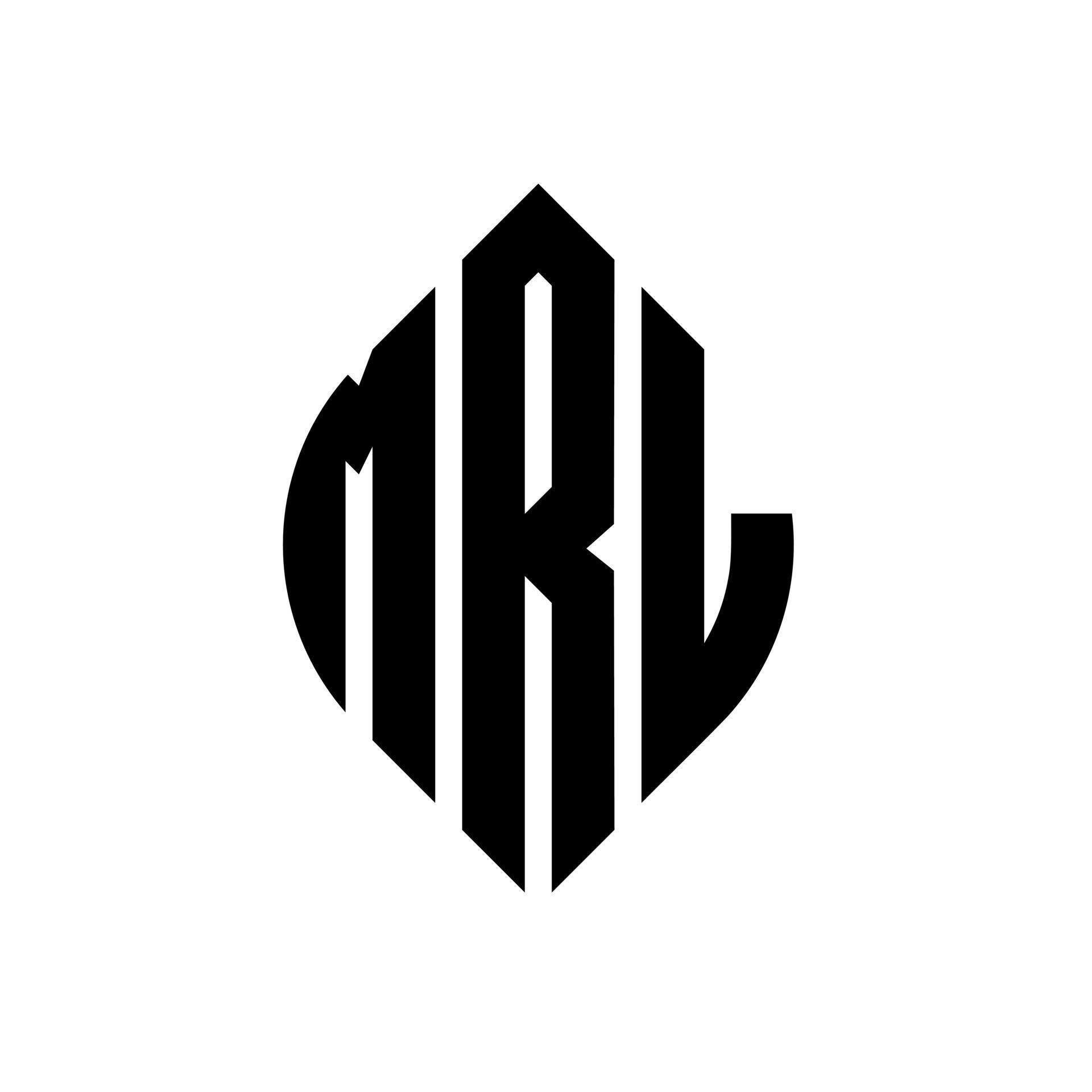 diseño de logotipo de letra de círculo mrl con forma de círculo y elipse. mrl letras elipses con ...