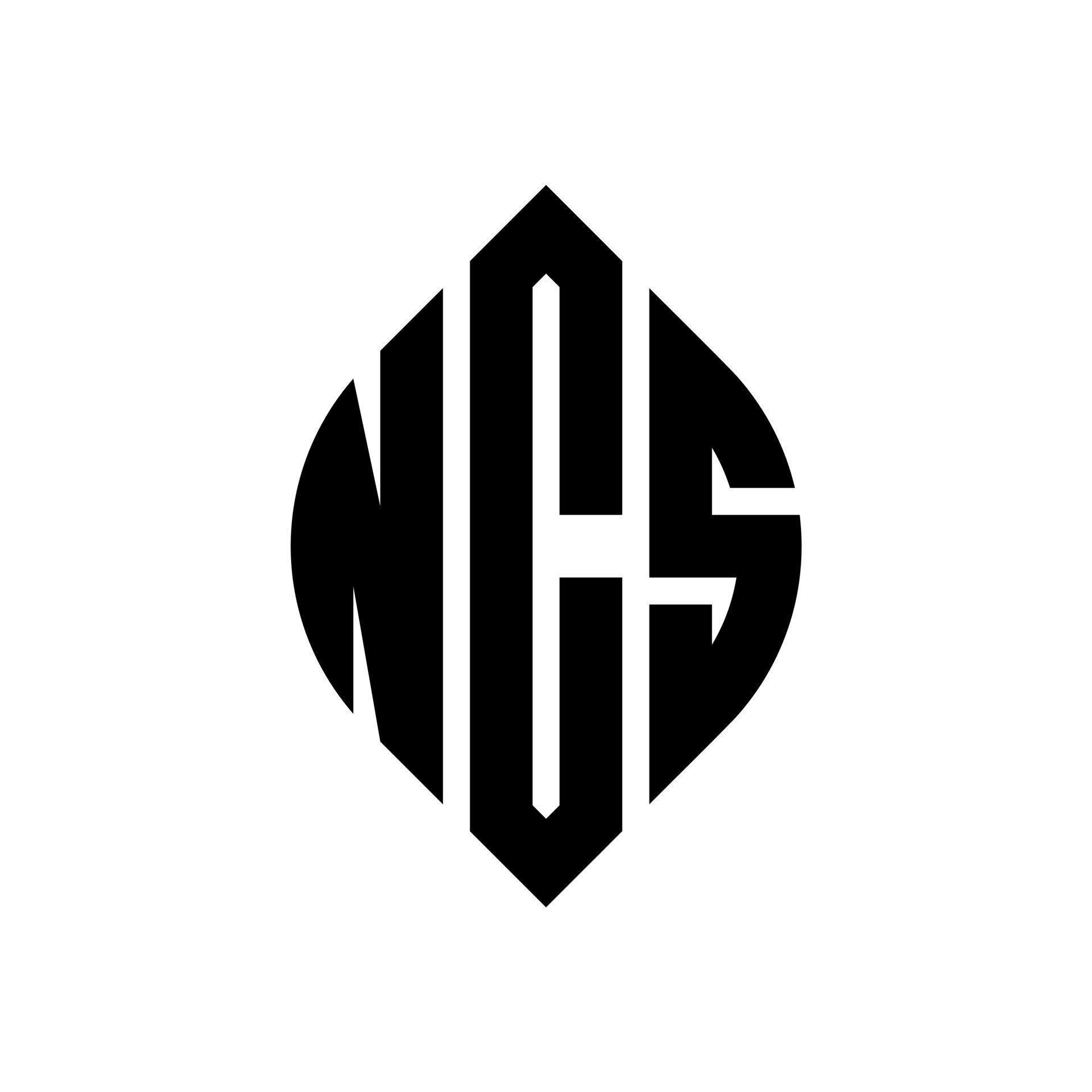 NCS circle letter logo design with circle and ellipse shape. NCS ellipse letters with ...