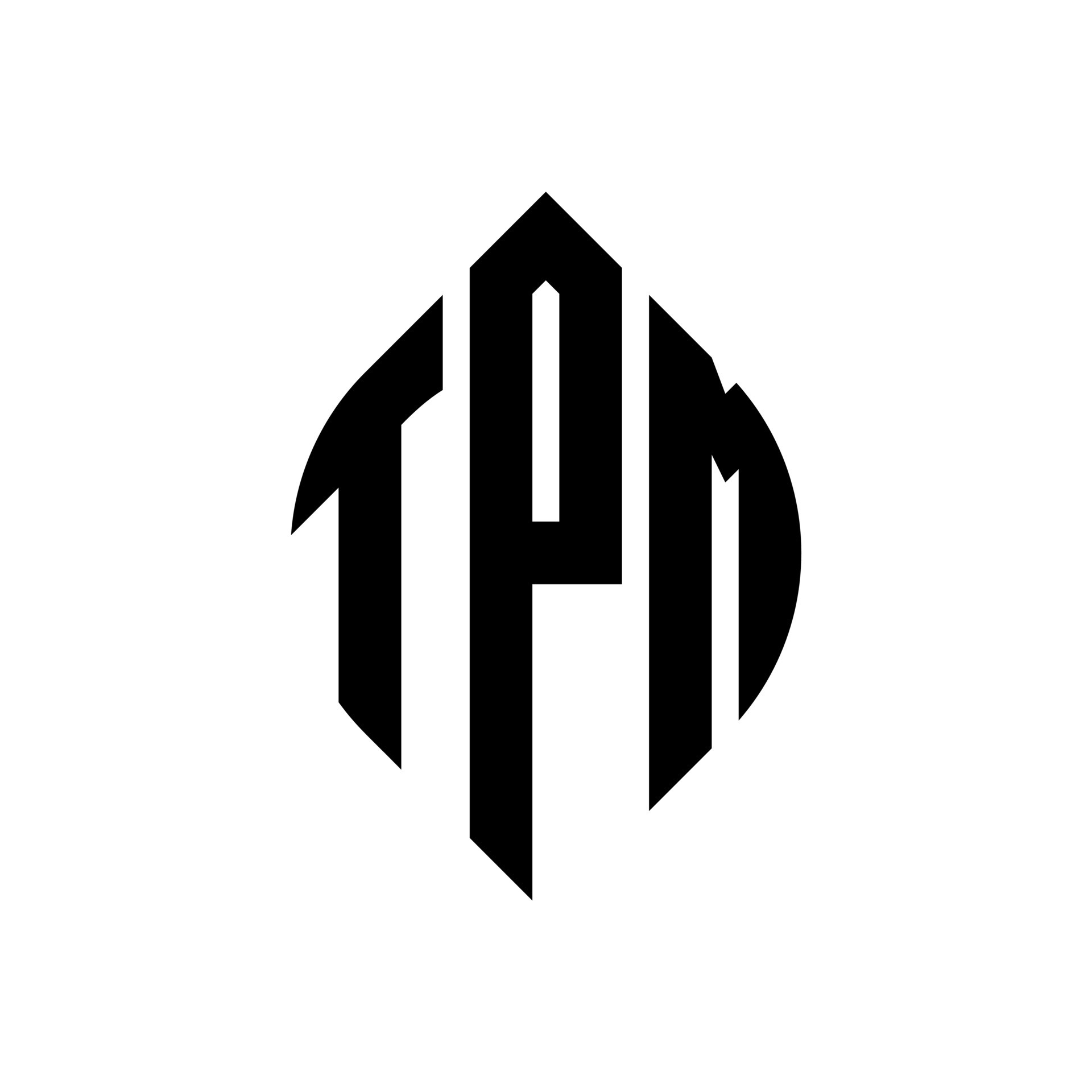 diseño de logotipo de letra circular tpm con forma de círculo y elipse. letras elípticas tpm con ...