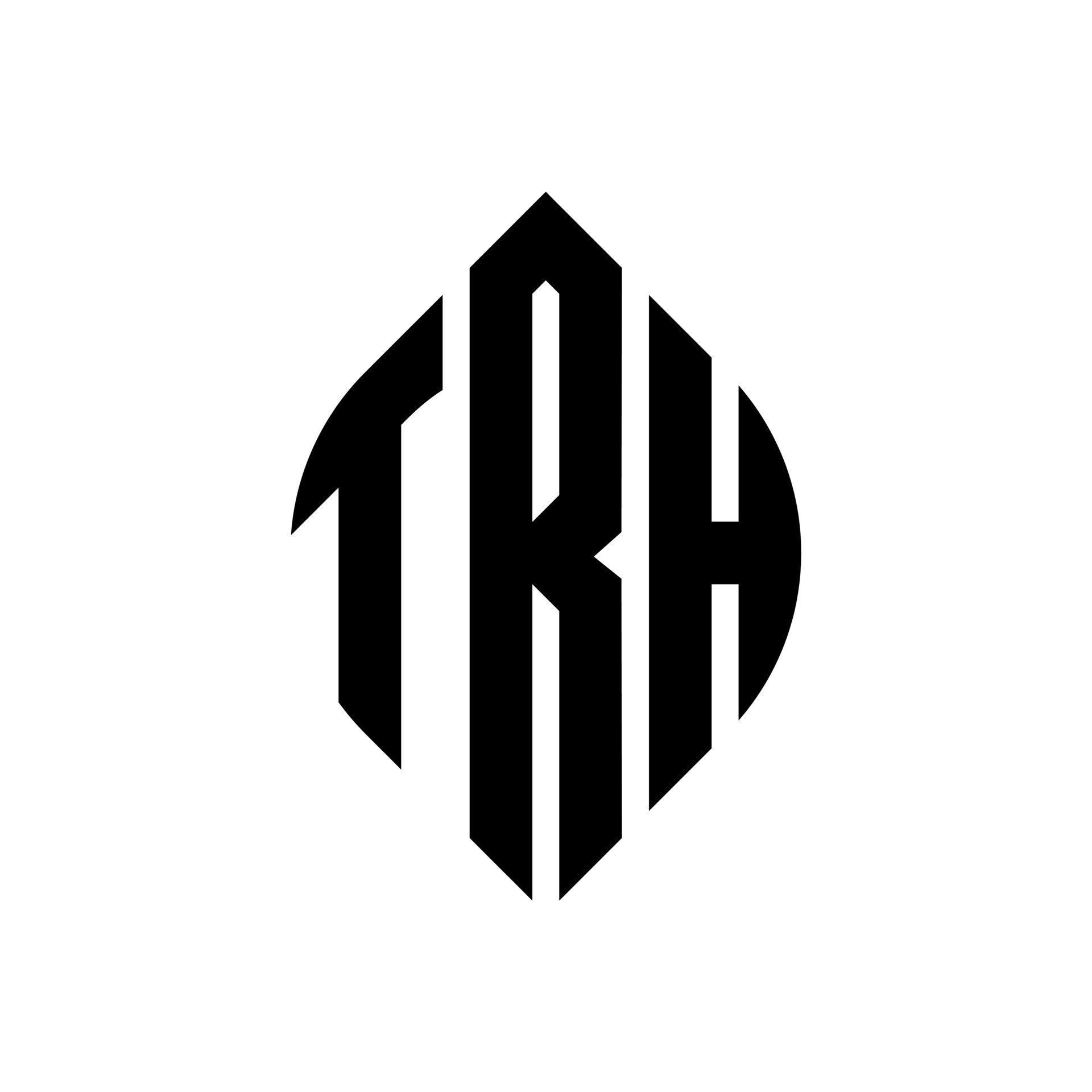 diseño de logotipo de letra de círculo trh con forma de círculo y elipse. trh letras elipses con ...
