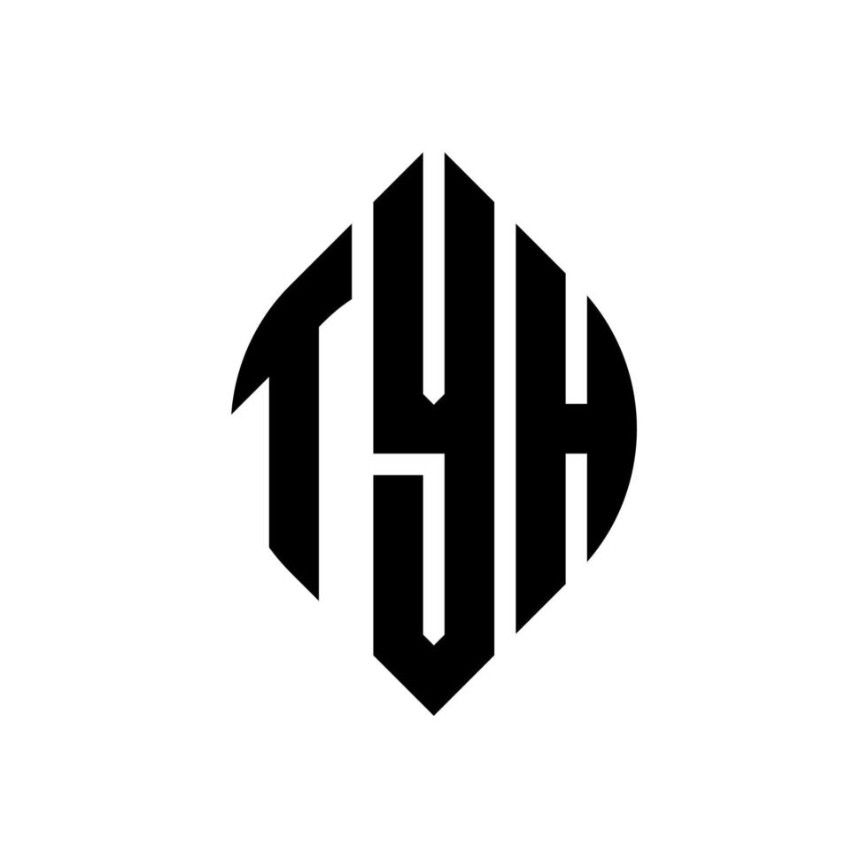TYH circle letter logo design with circle and ellipse shape. TYH ellipse letters with ...