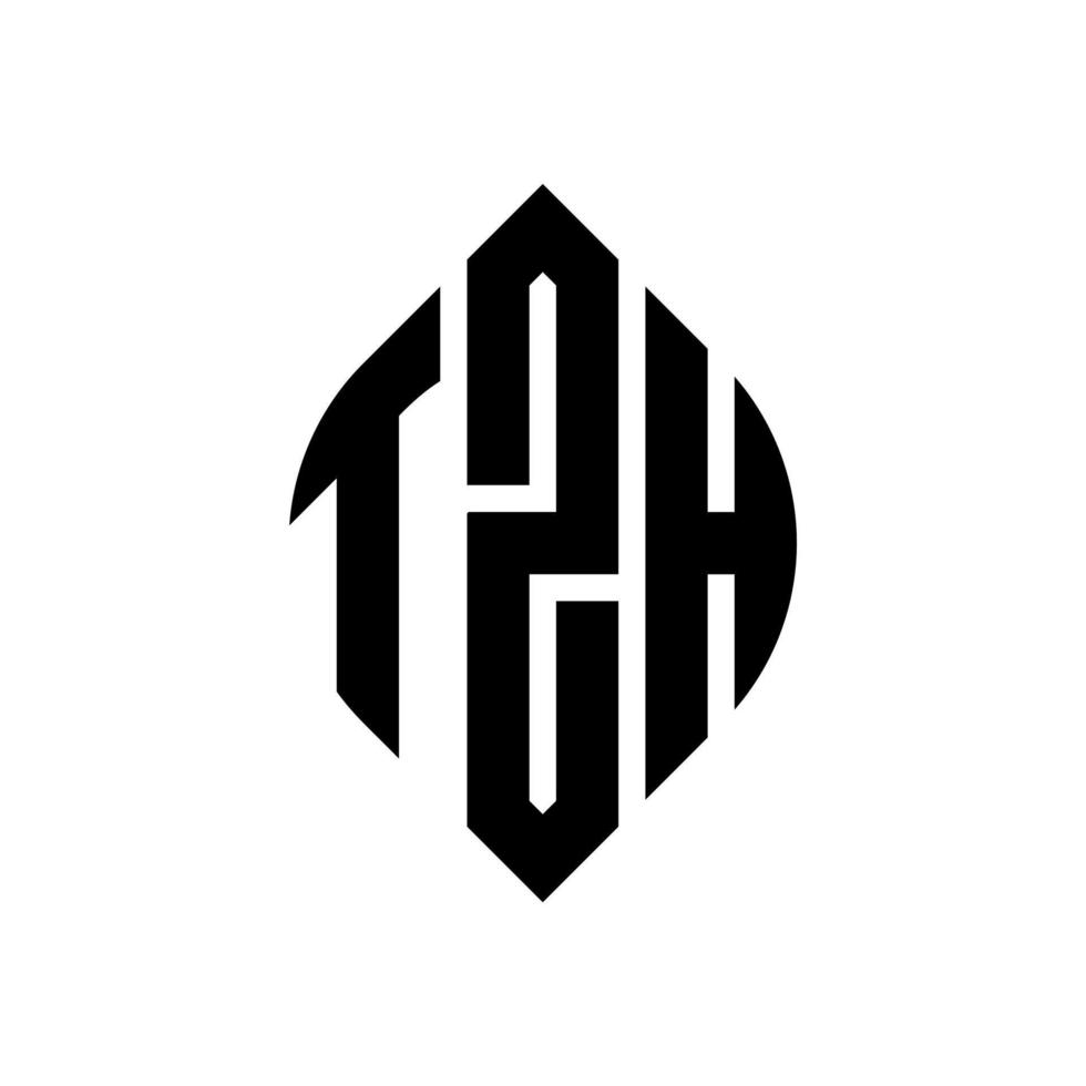 diseño de logotipo de letra de círculo tzh con forma de círculo y elipse. letras elipses tzh con ...