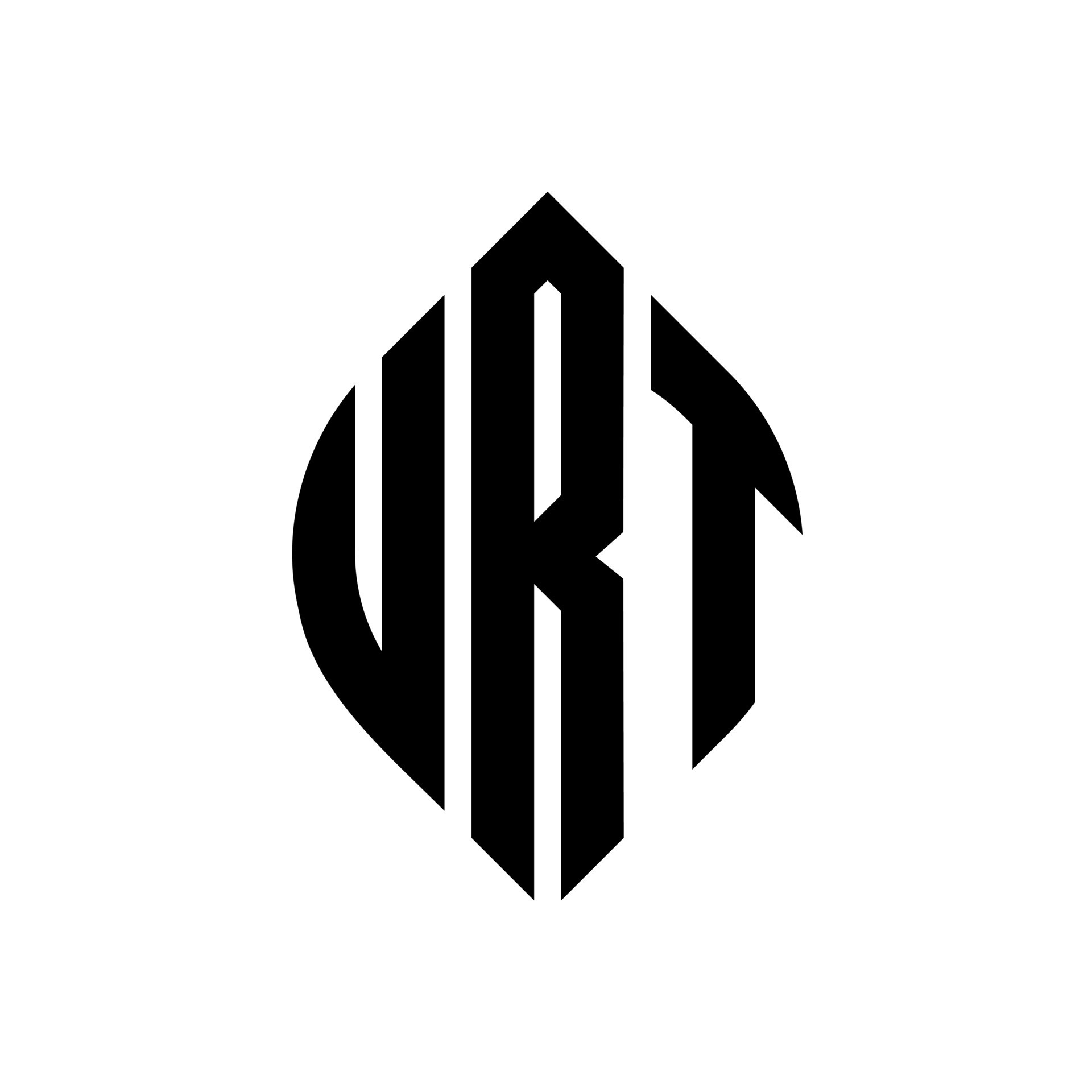 diseño de logotipo de letra de círculo urt con forma de círculo y elipse. Letras de elipse urt ...