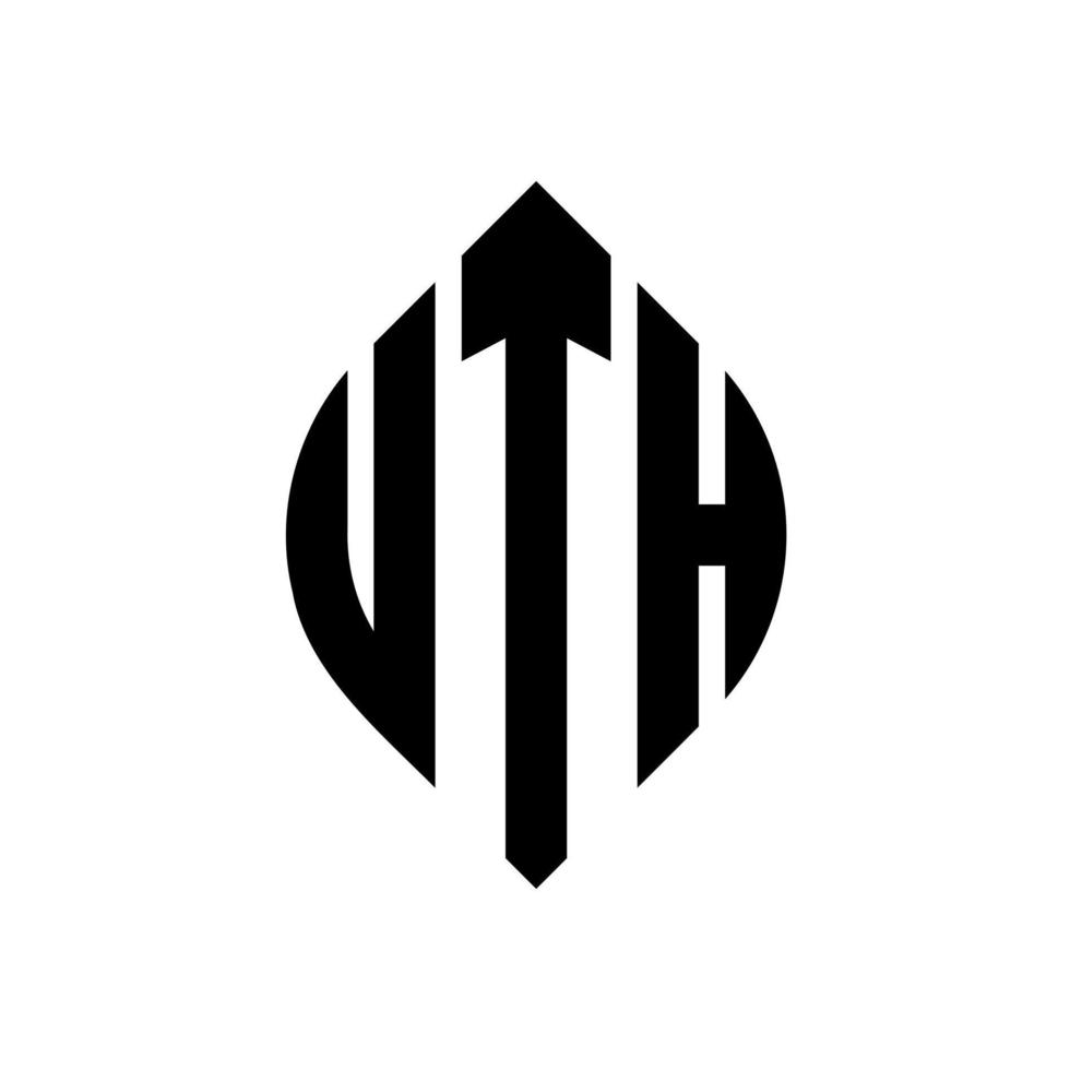 uth diseño de logotipo de letra circular con forma de círculo y elipse. uth letras elipses con ...