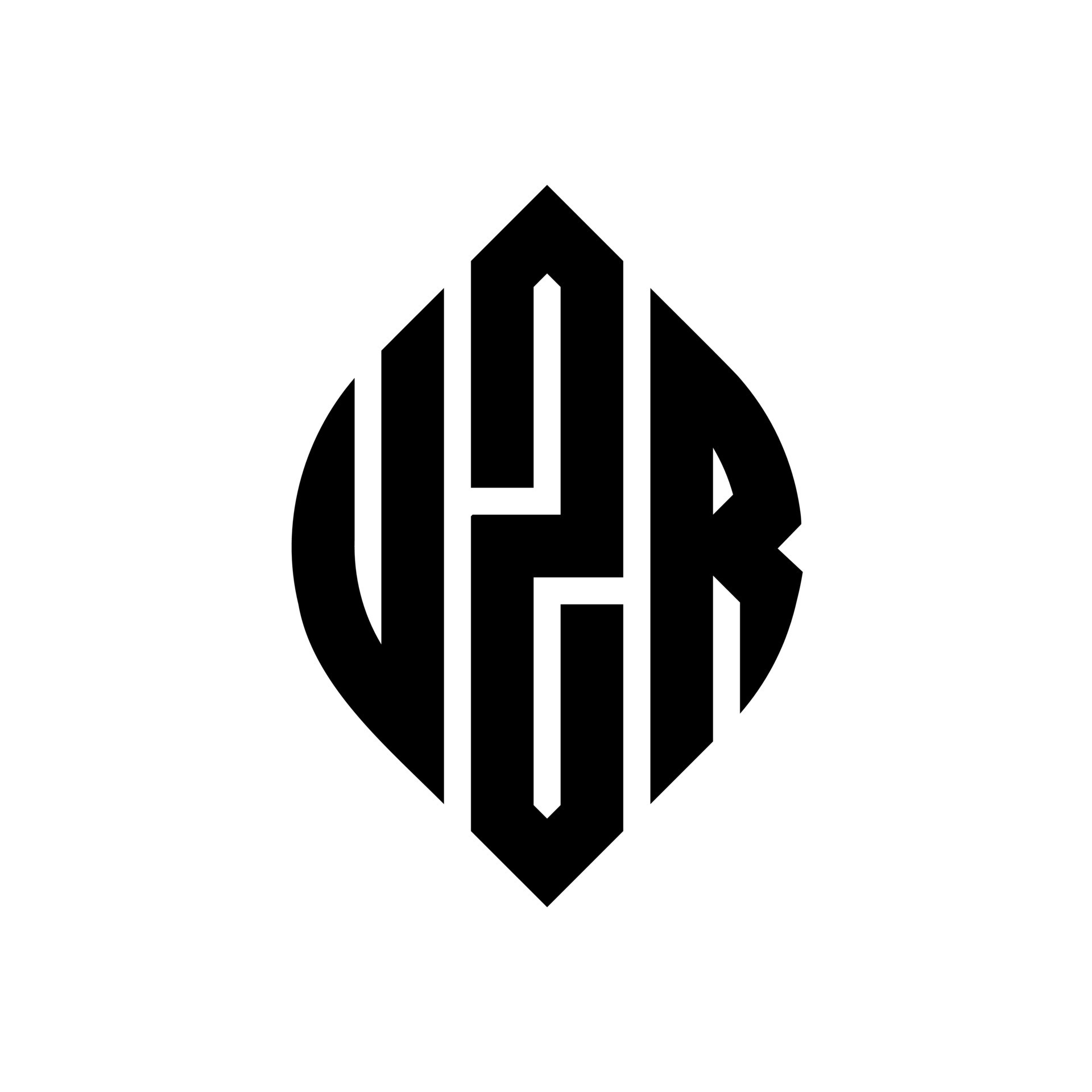 UZR circle letter logo design with circle and ellipse shape. UZR ellipse letters with ...