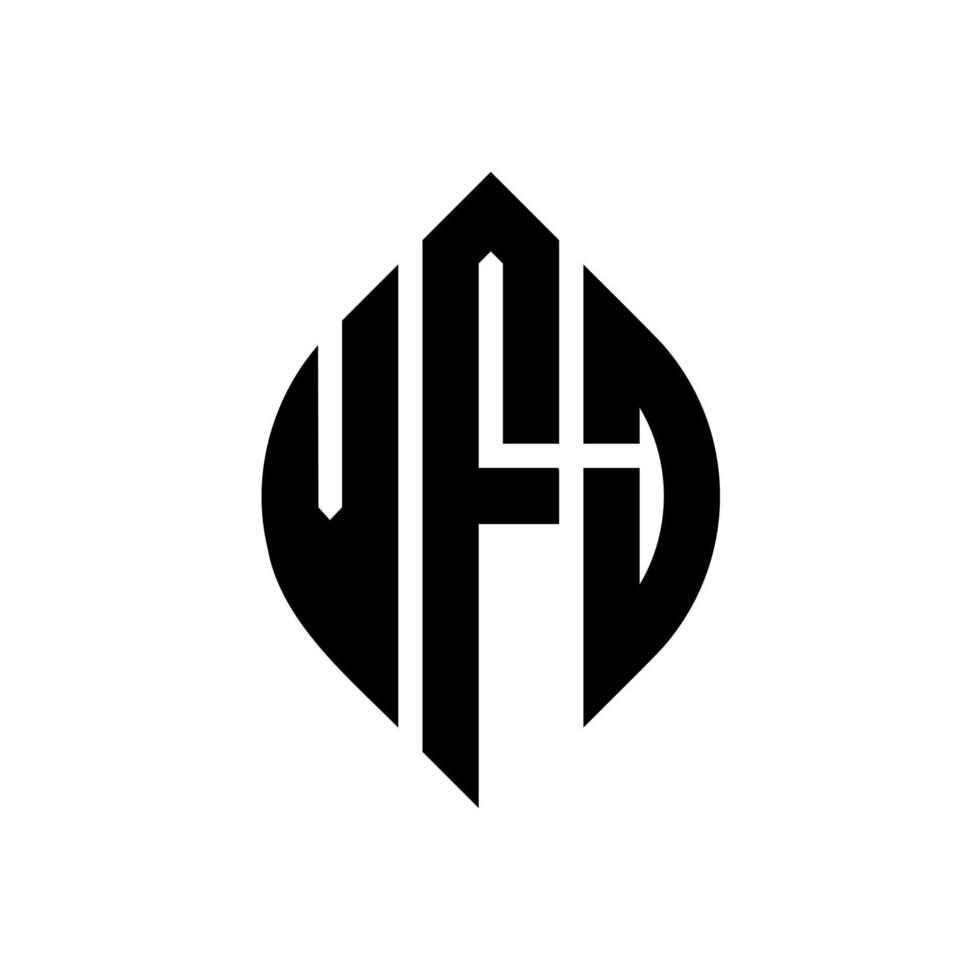 vfj diseño de logotipo de letra circular con forma de círculo y elipse. vfj letras elipses con ...