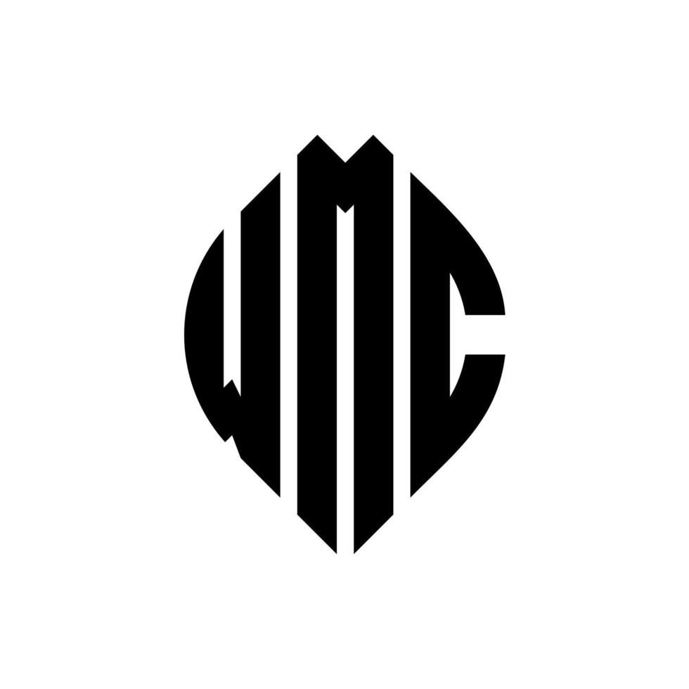 diseño de logotipo de letra de círculo wmc con forma de círculo y elipse. Letras de elipse wmc ...