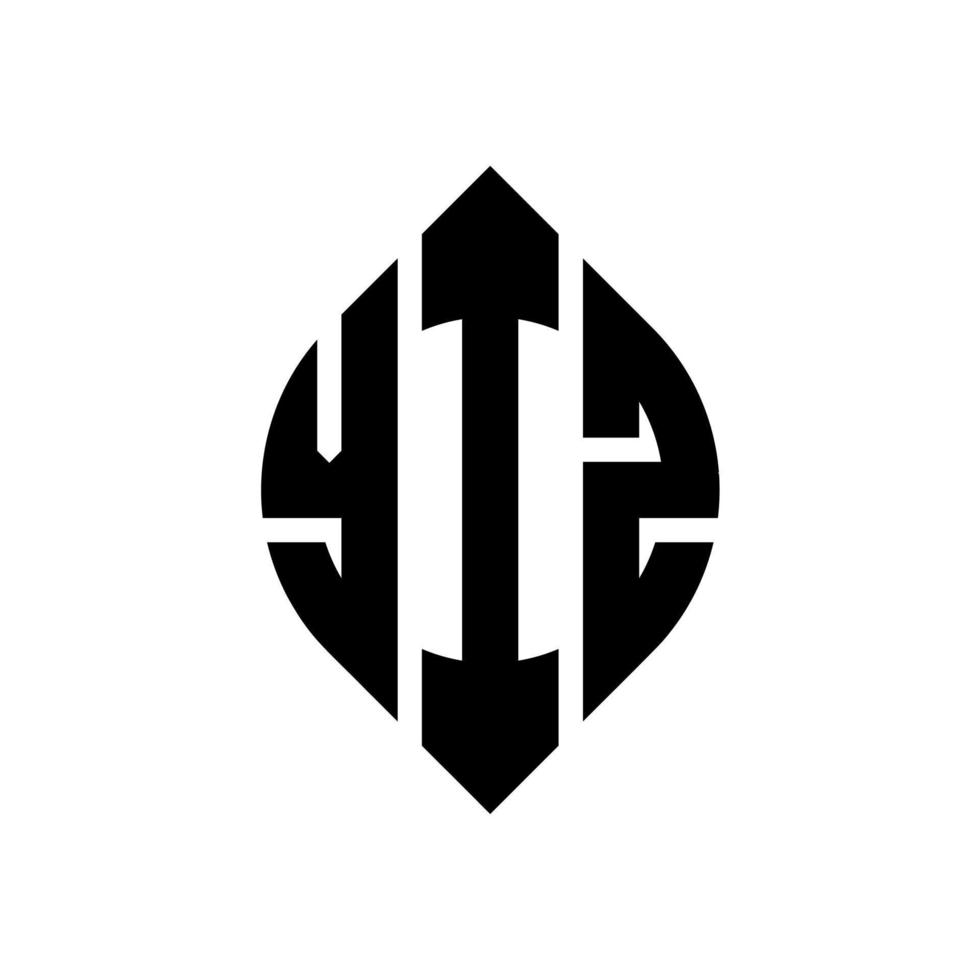 YIZ circle letter logo design with circle and ellipse shape. YIZ ellipse letters with ...