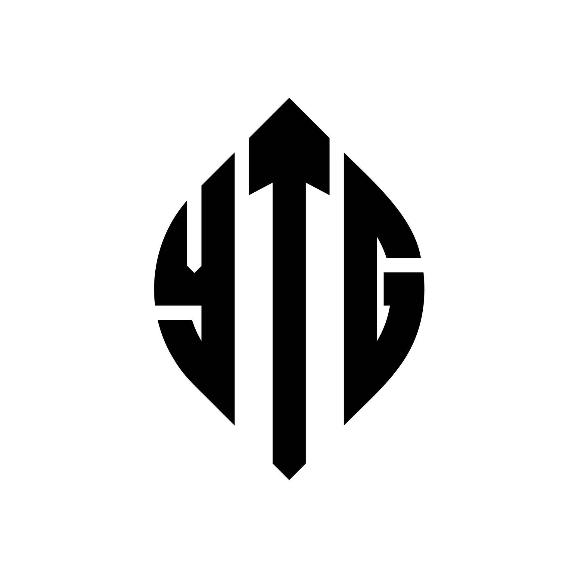 YTG circle letter logo design with circle and ellipse shape. YTG ellipse letters with ...