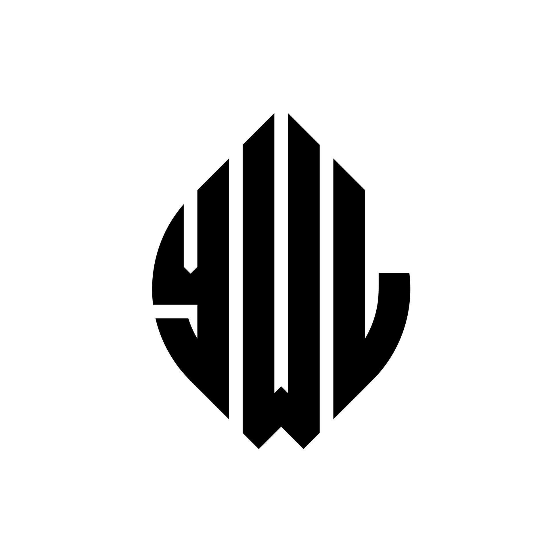 YWL circle letter logo design with circle and ellipse shape. YWL ellipse letters with ...