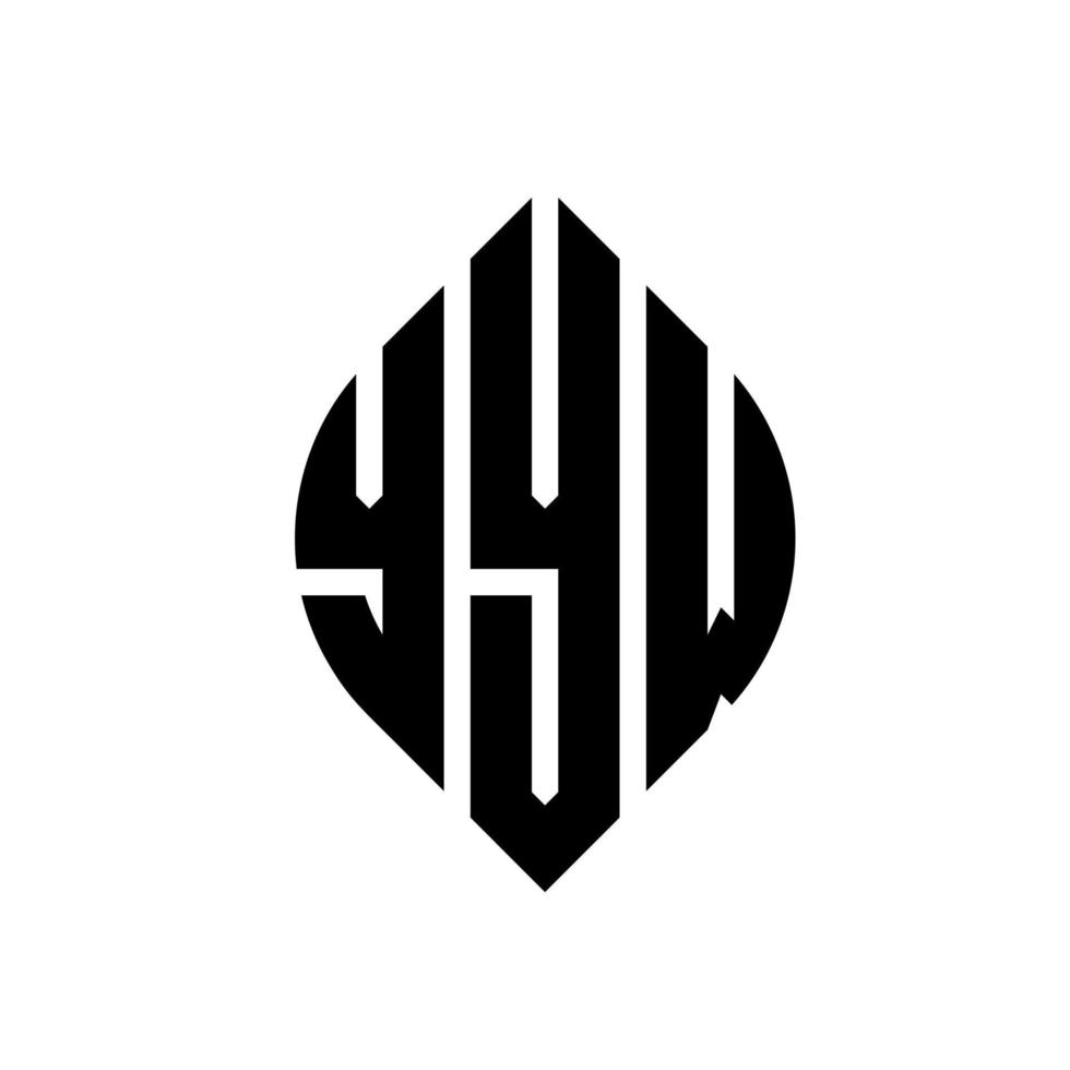 diseño de logotipo de letra de círculo yyw con forma de círculo y elipse. yyw letras elipses con ...