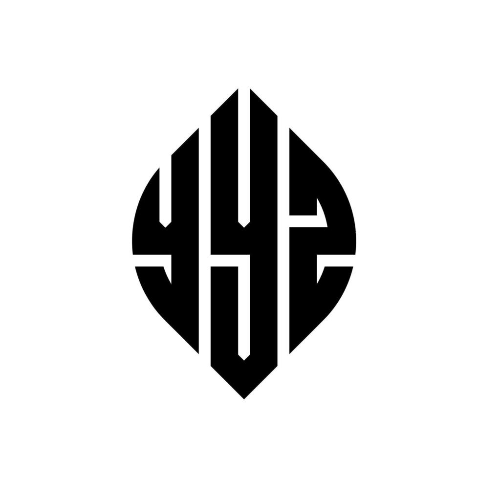 diseño de logotipo de letra de círculo yyz con forma de círculo y elipse. yyz letras elipses con ...
