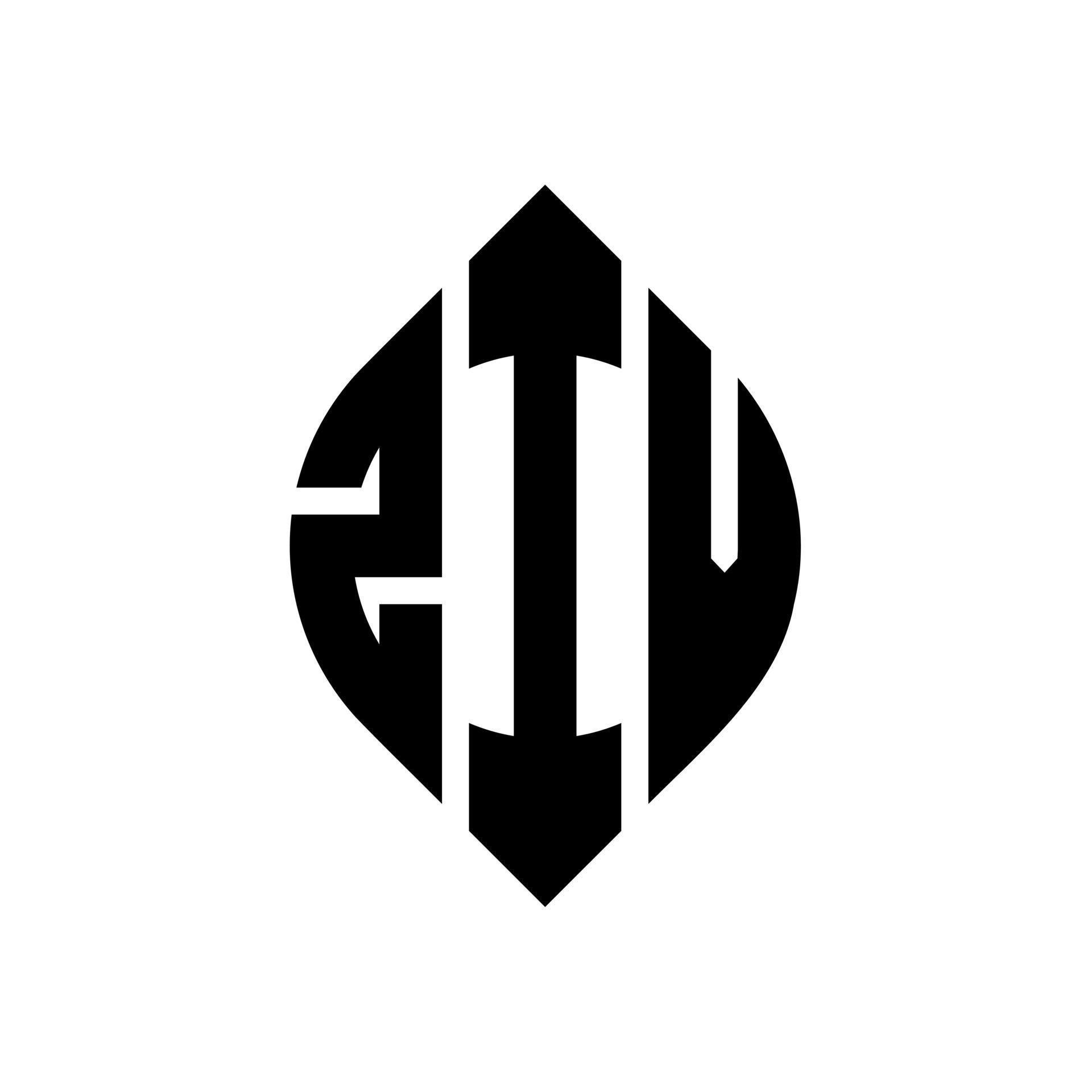 ZIV circle letter logo design with circle and ellipse shape. ZIV ellipse letters with ...