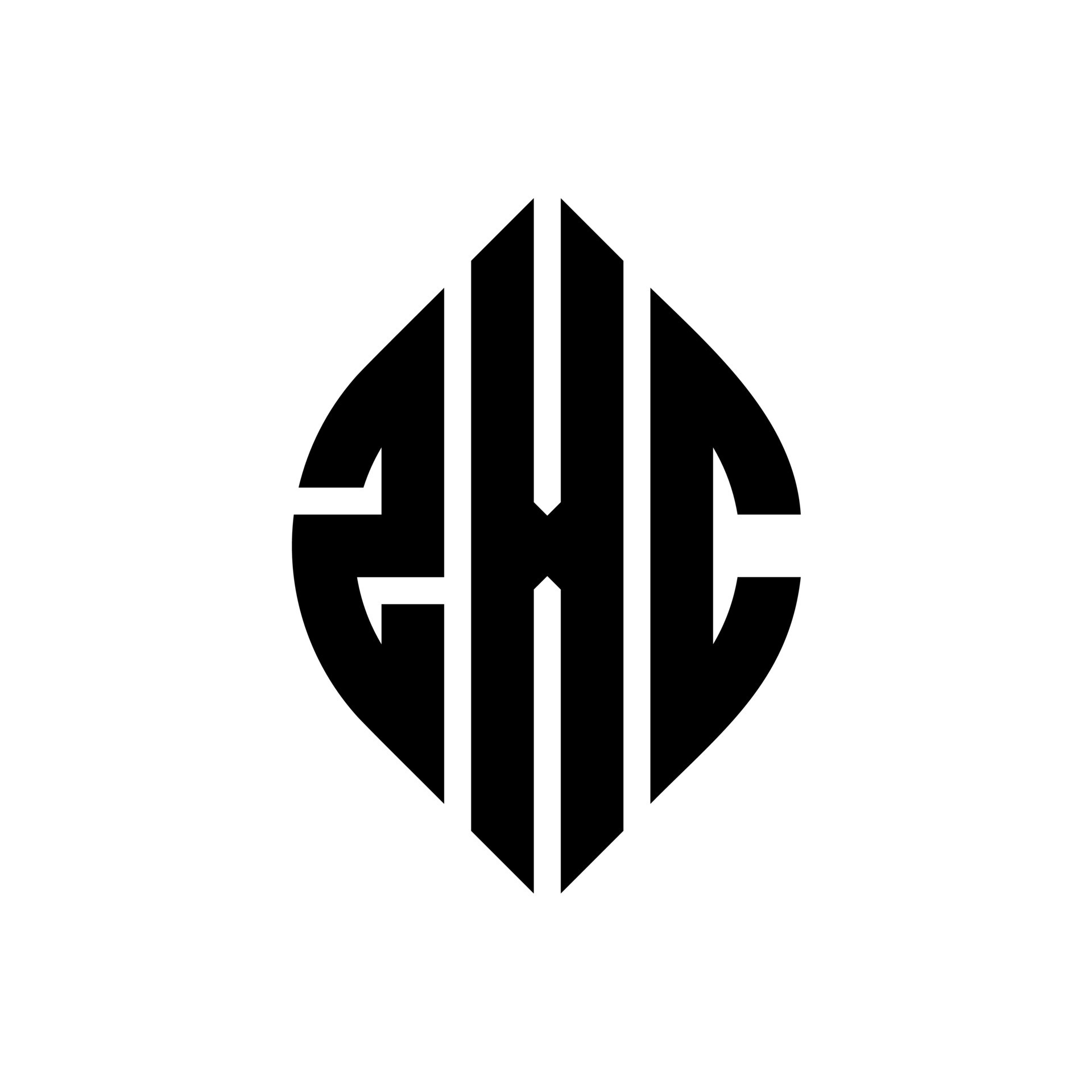 ZXC circle letter logo design with circle and ellipse shape. ZXC ellipse letters with ...