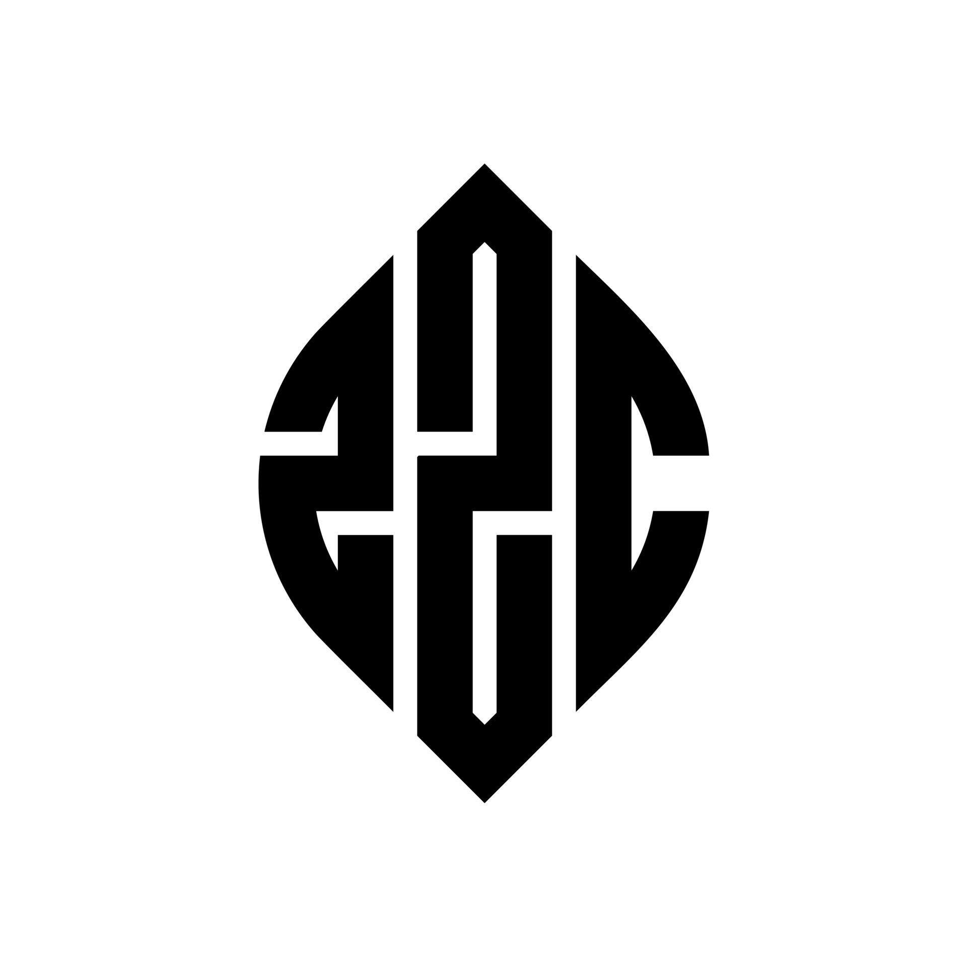 ZZC circle letter logo design with circle and ellipse shape. ZZC ellipse letters with ...