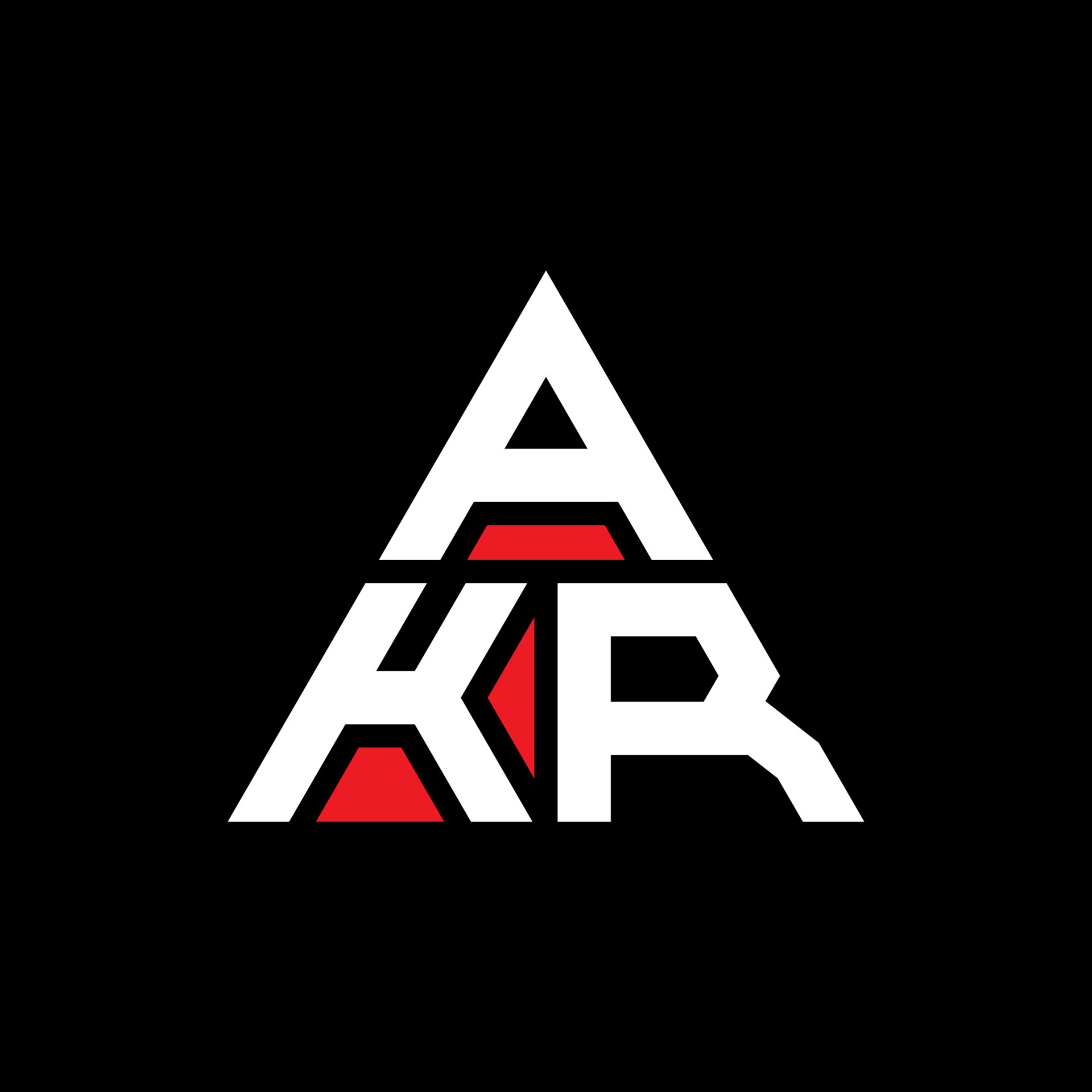 akr diseño de logotipo de letra triangular con forma de triángulo. monograma de diseño del ...